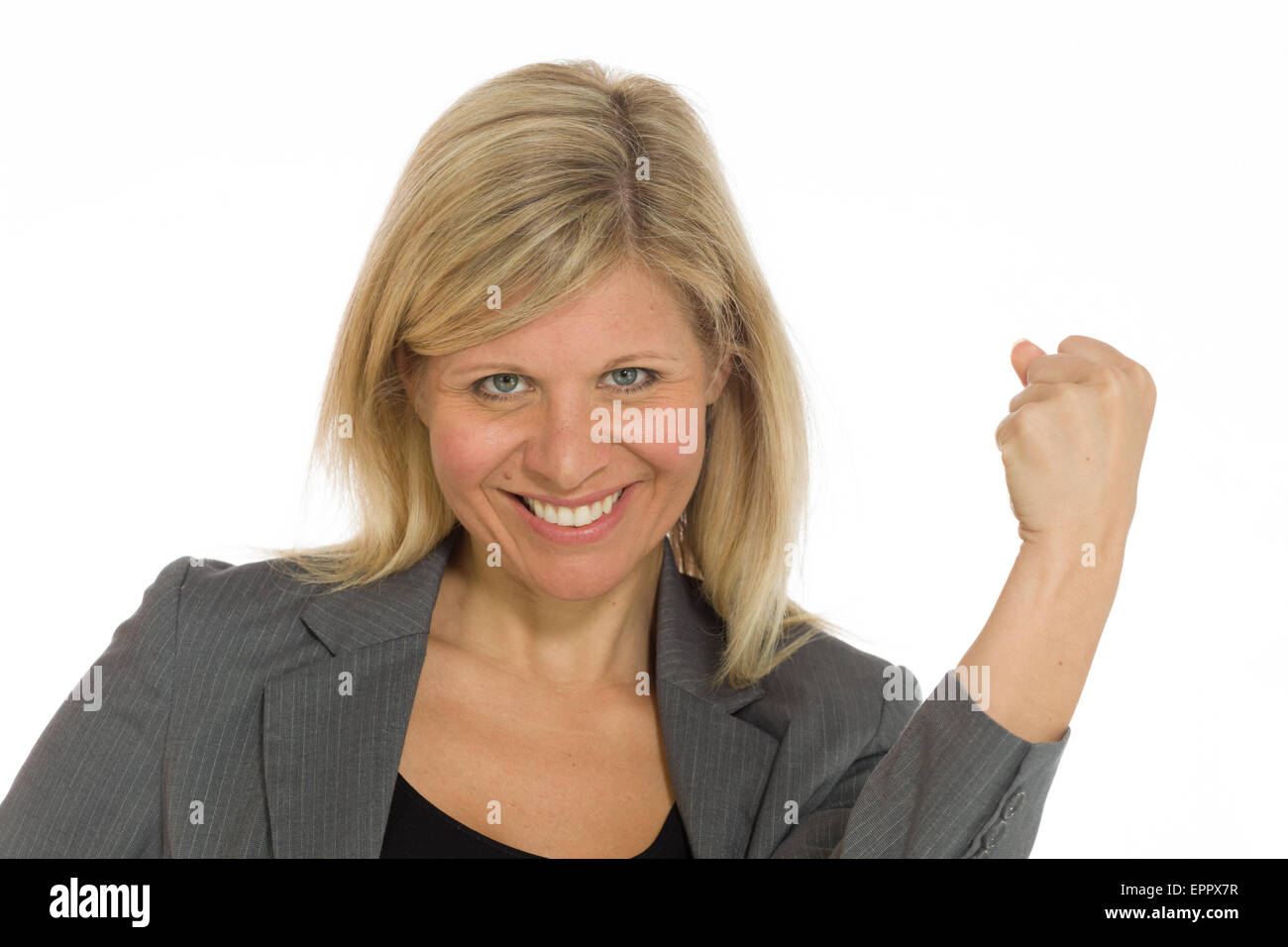 Model isolated on plain background in studio success Stock Photo - Alamy