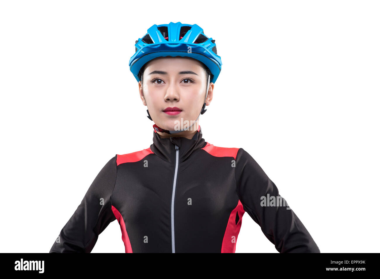 Portrait of young female cyclist Stock Photo - Alamy