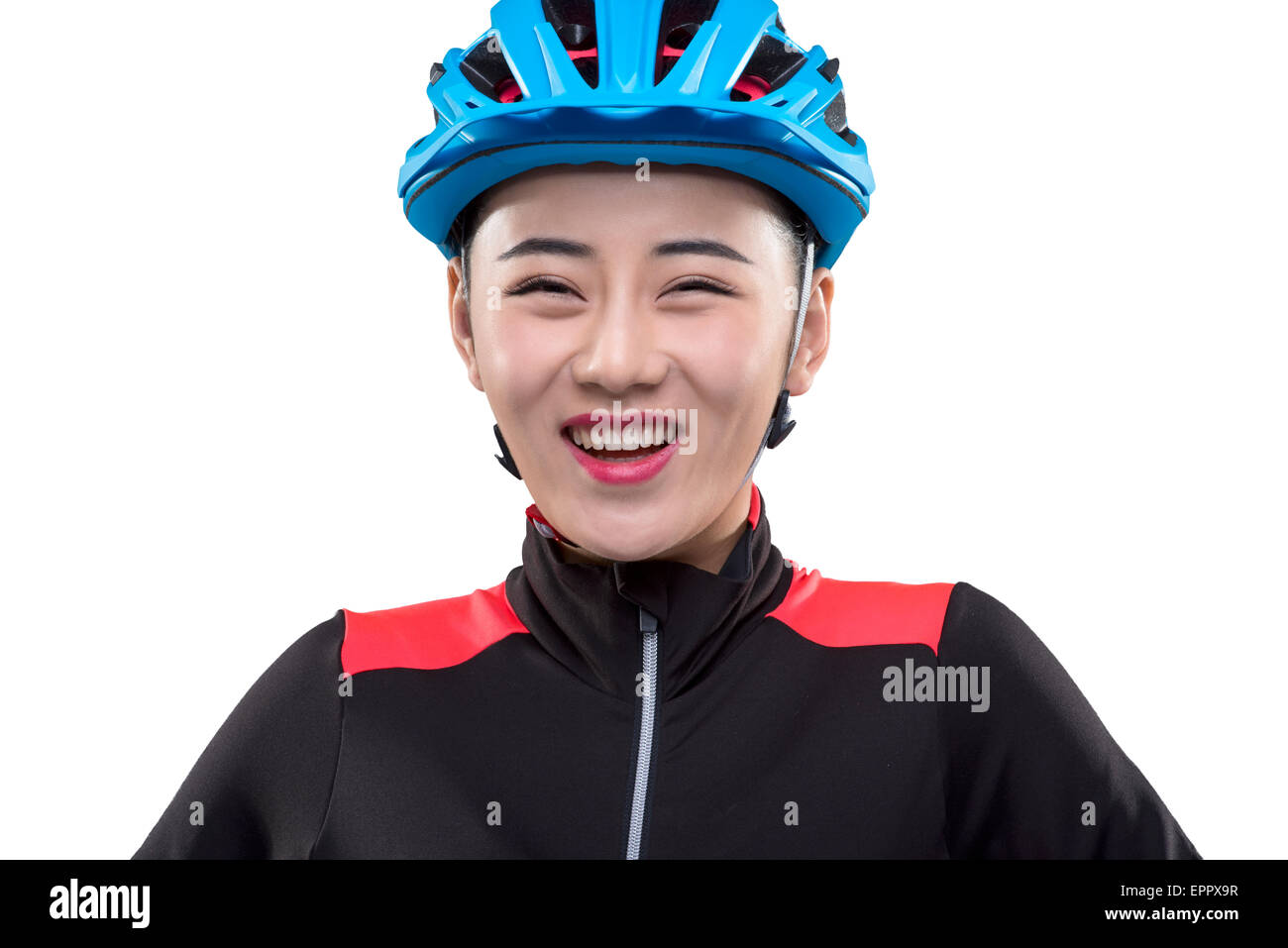 Portrait of young female cyclist Stock Photo - Alamy