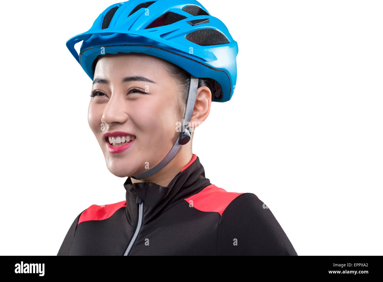 Portrait of young female cyclist Stock Photo - Alamy