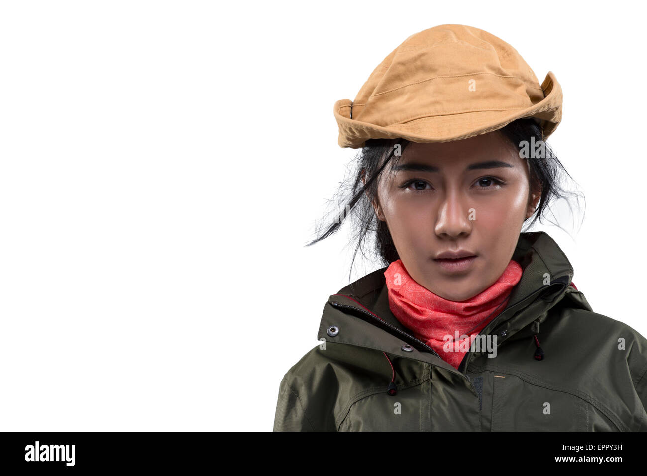 Portrait of female mountain climber Stock Photo - Alamy
