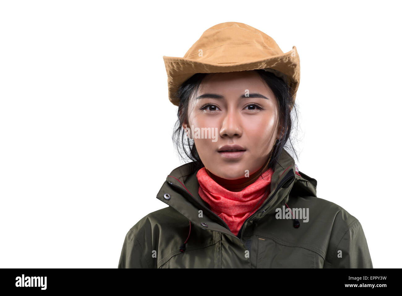 Portrait of female mountain climber Stock Photo - Alamy