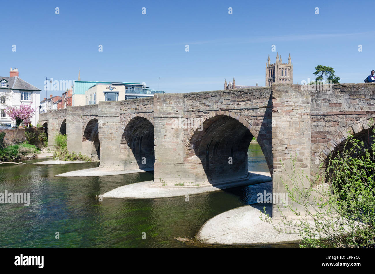 The bridge over the River Wye in Hereford Stock Photo - Alamy