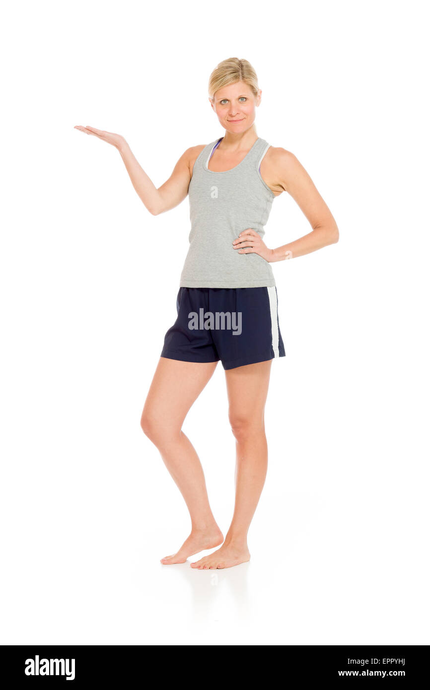 Model isolated on plain background in studio showcasing Stock Photo - Alamy