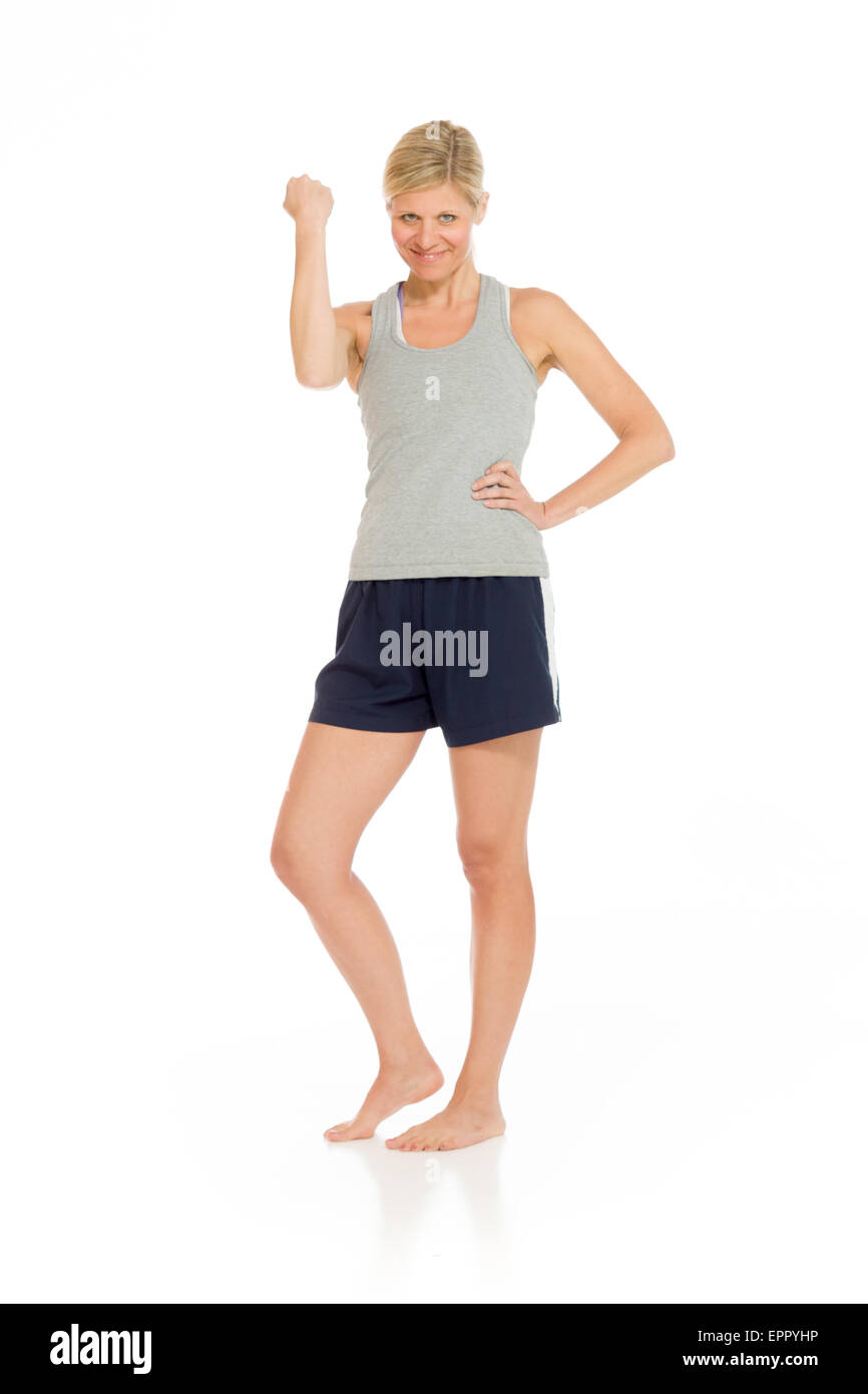 Model isolated on plain background in studio success Stock Photo - Alamy