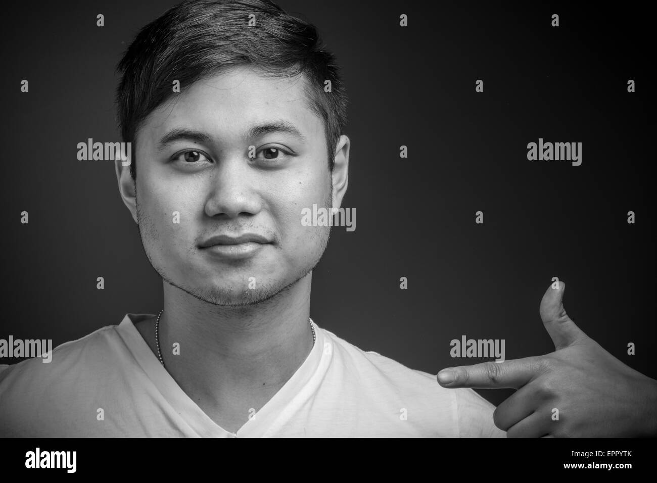 Man pointing isolated on white Black and White Stock Photos & Images ...