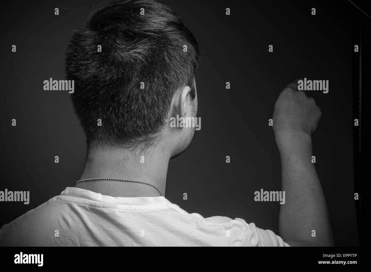 Model isolated back pointing Stock Photo - Alamy