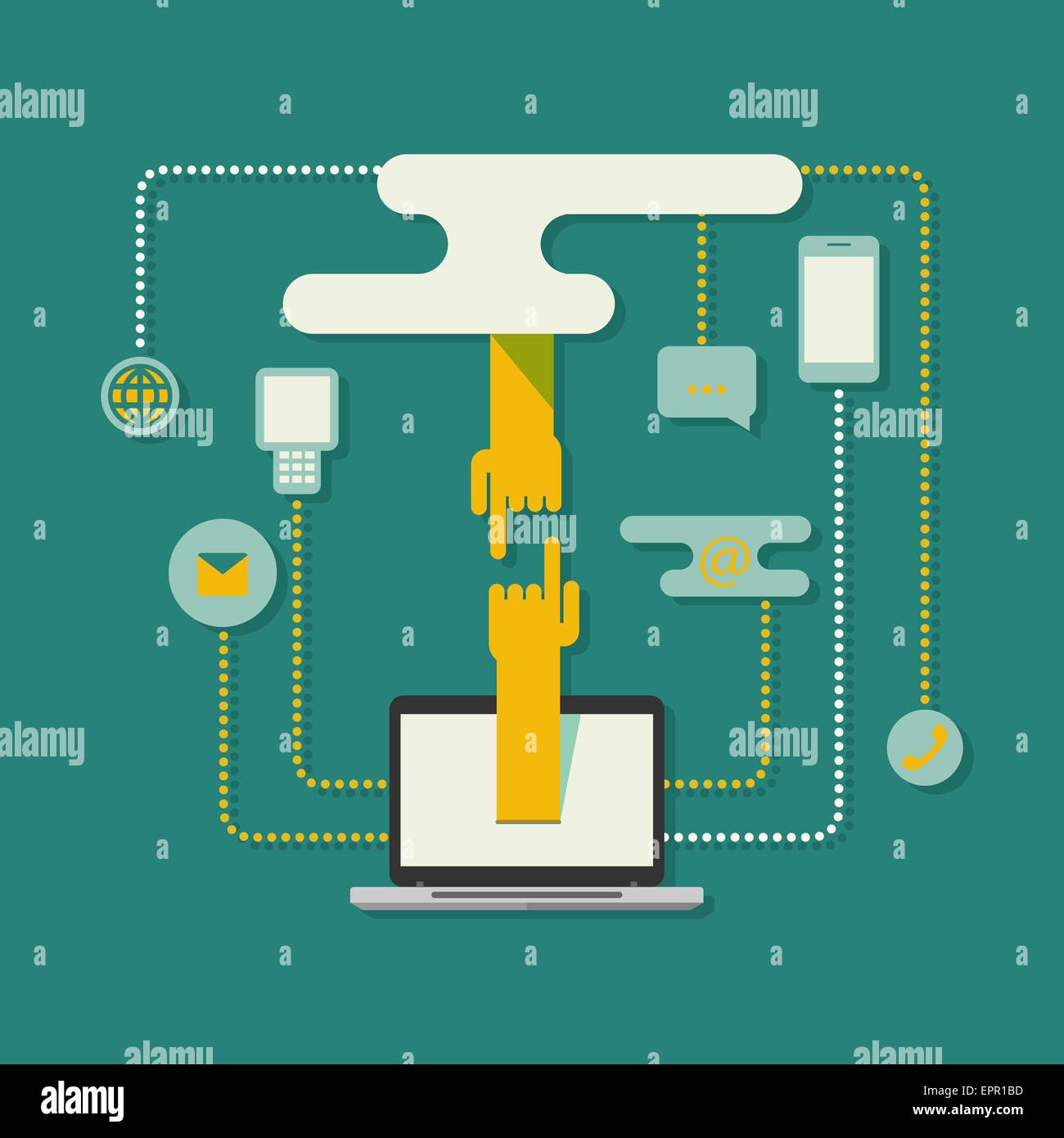 Vector Illustration Communication And Cloud Computing Concept Cloud Computing Internet Concept