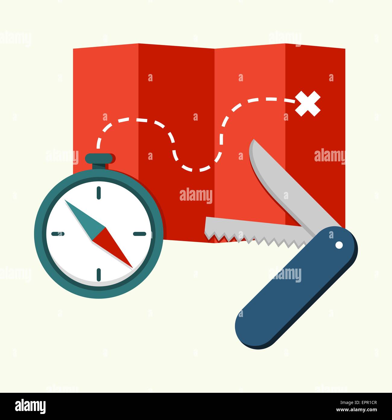 Flat vector elements on the subject of wilderness survival, camping and ...