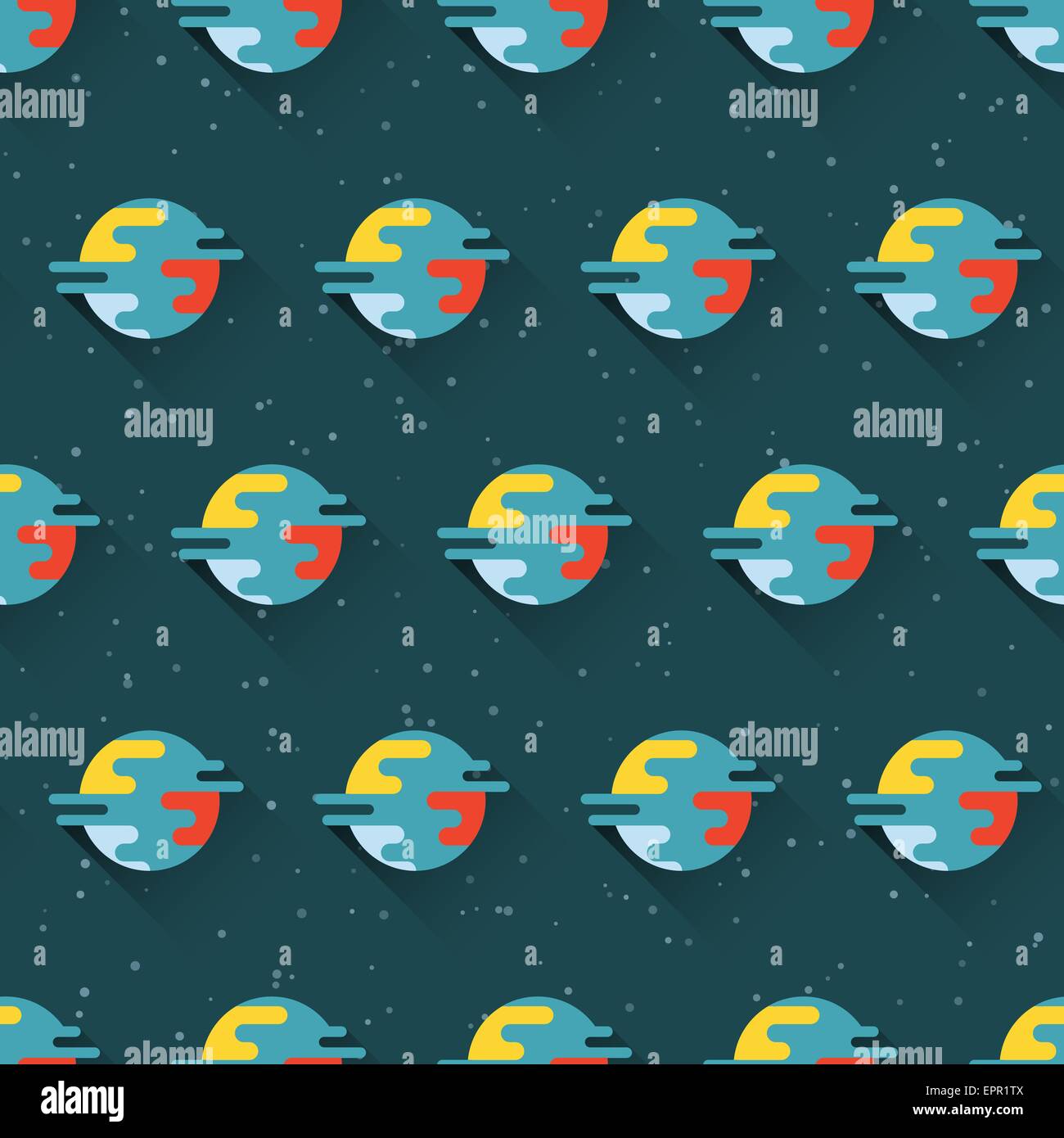 Seamless space pattern with planets and stars. Trendy flat design ...