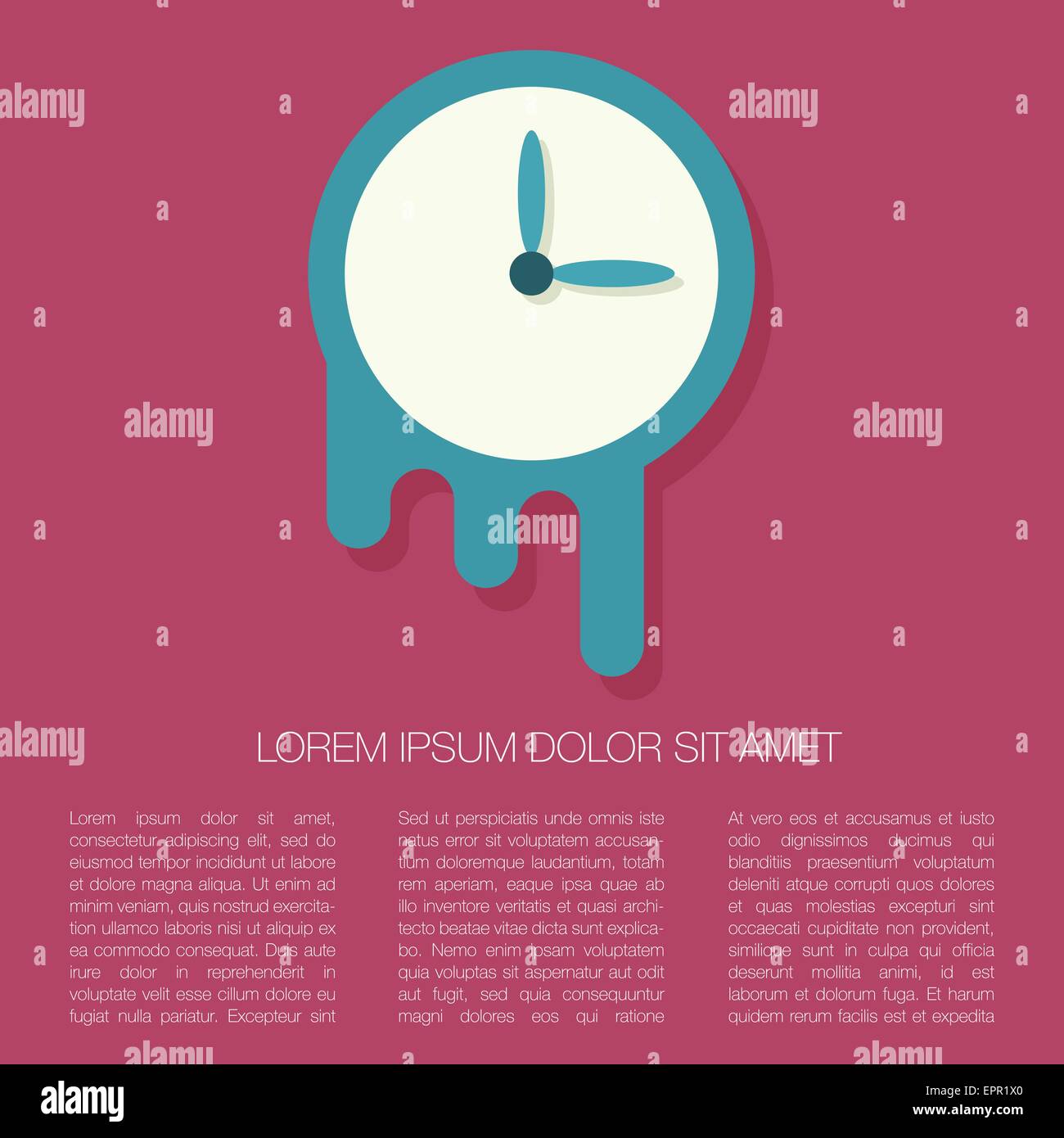 Melting clock vector illustration. Symbol of time. Flat design with ...