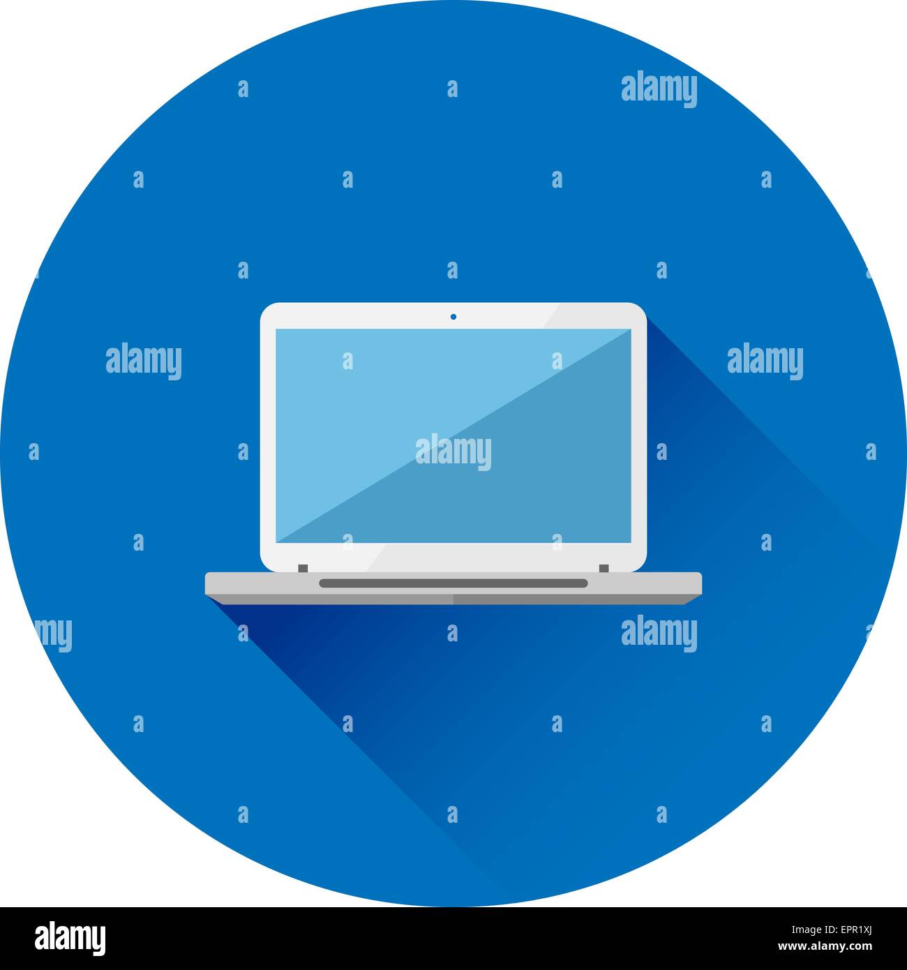 Modern flat vector icon, illustration of laptop in stylish retro colors ...