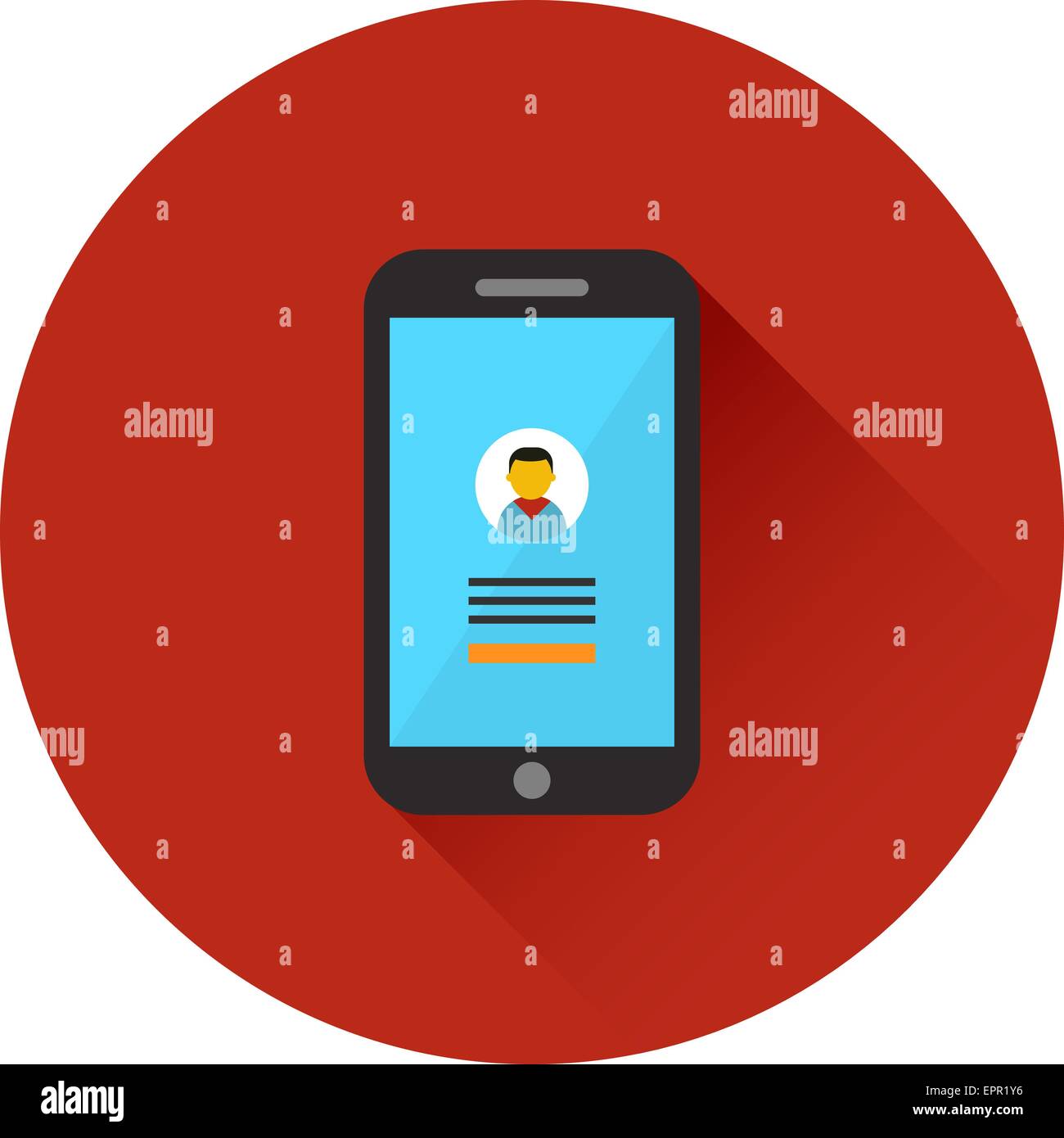 Modern flat vector icon, illustration of mobile phone in stylish retro ...