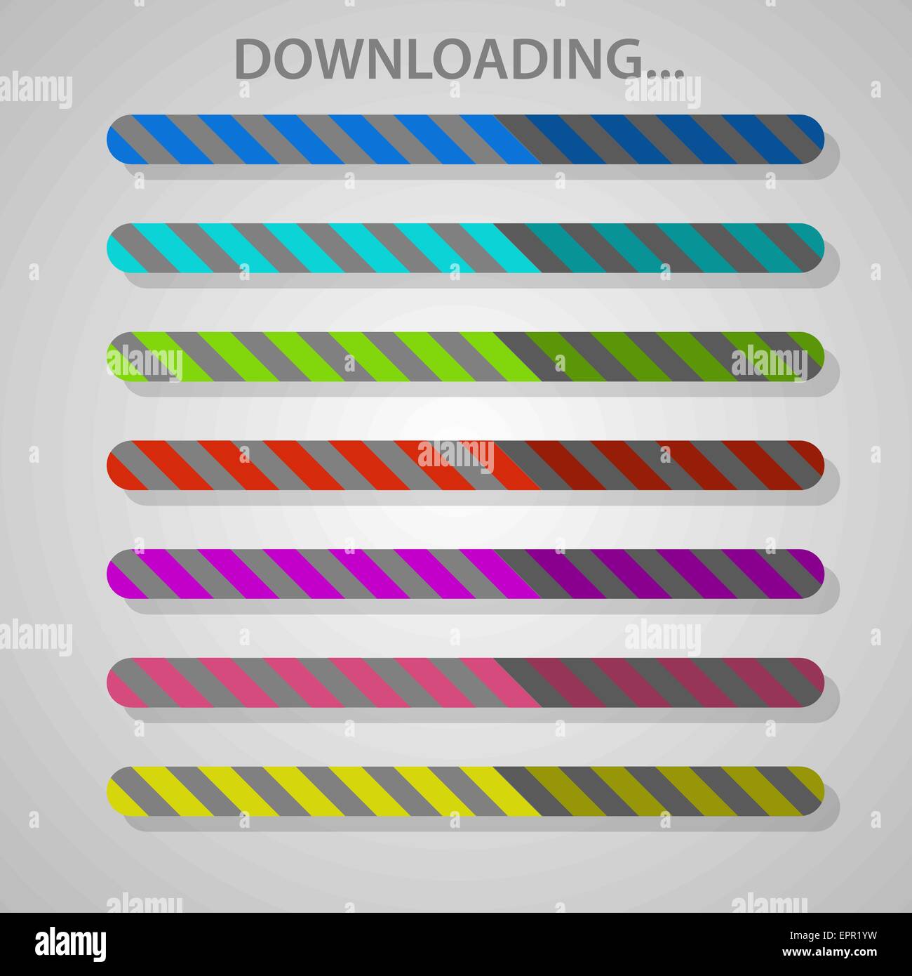 Color striped progress bar vector template. For web design and ...