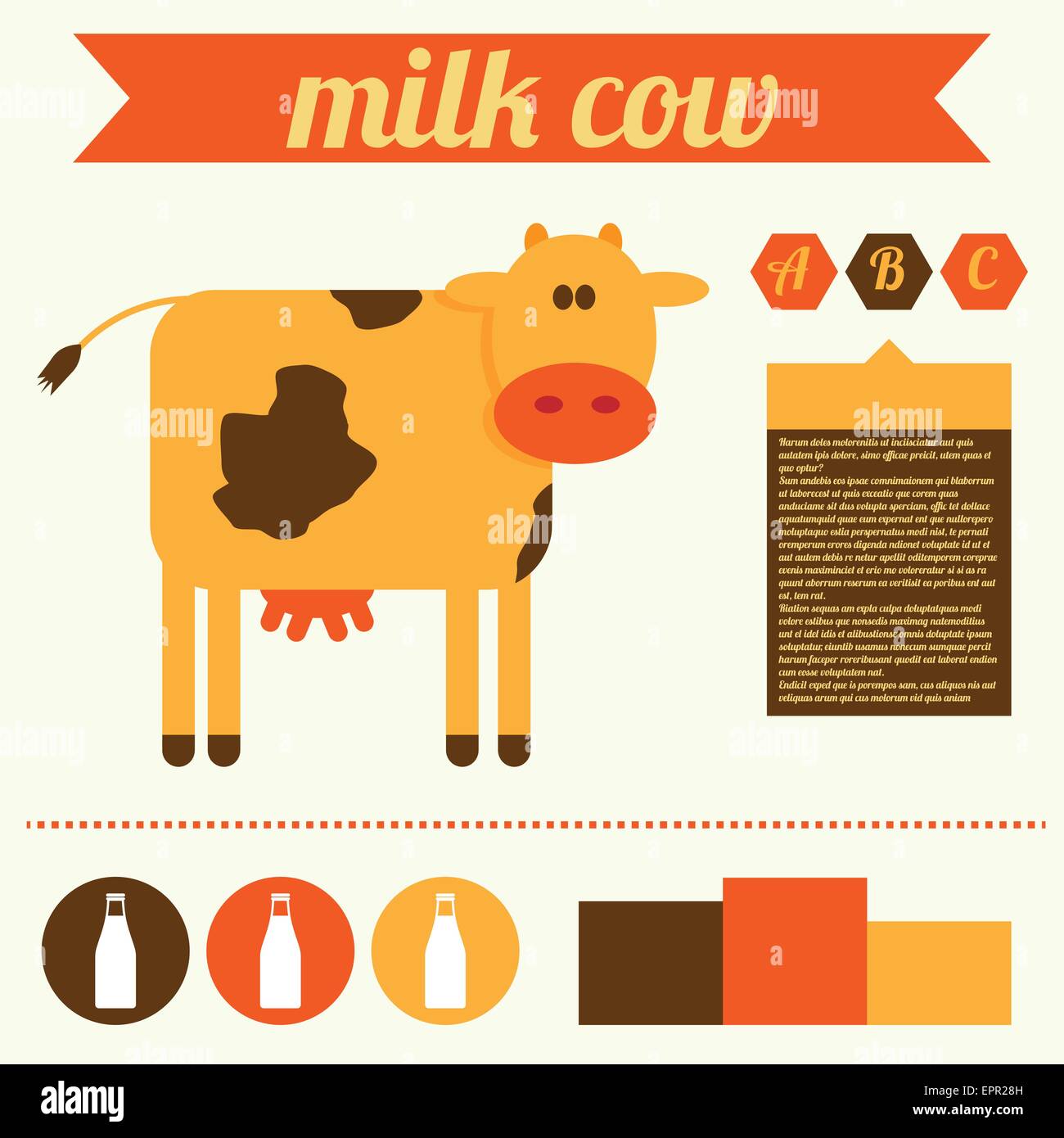 Cow and milk agriculture infographics elements. Vector illustration ...