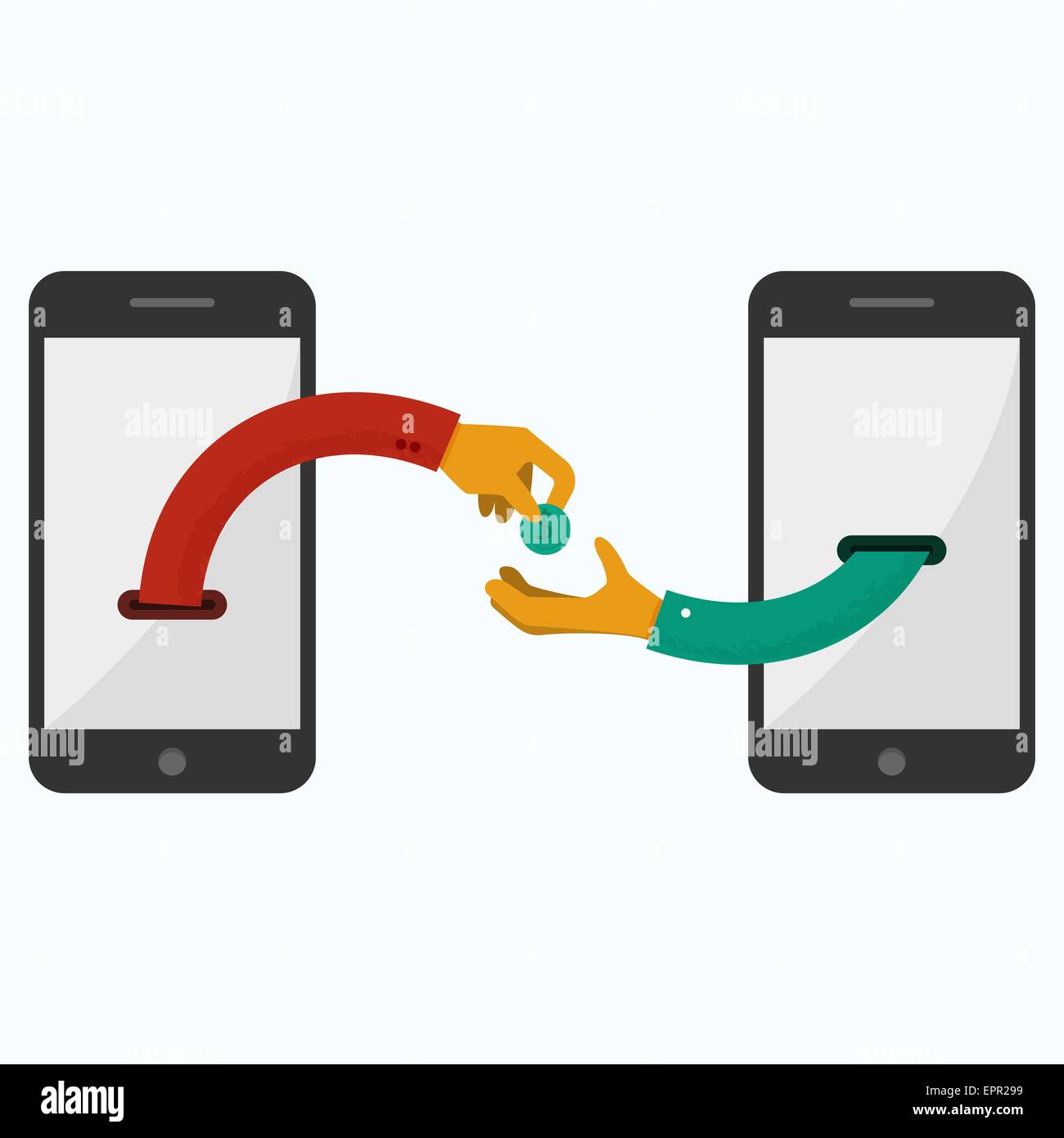 Hand giving money to other hand. Internet banking and mobile payments ...