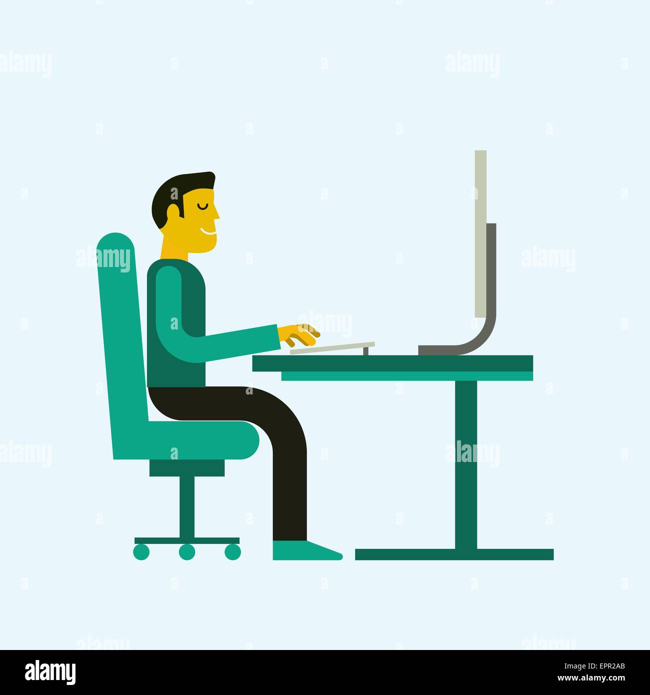 Flat design vector illustration of office workplace. Business man ...