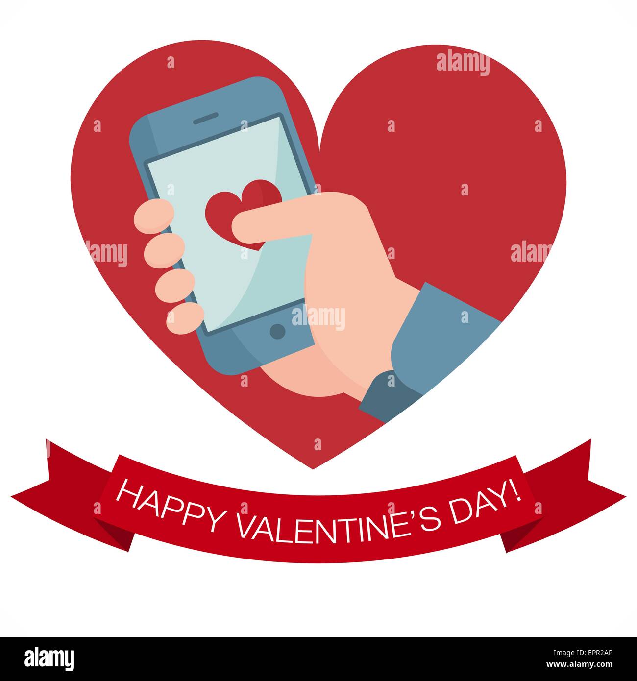 Hand holding mobile phone with heart icon. Concept of communication in ...