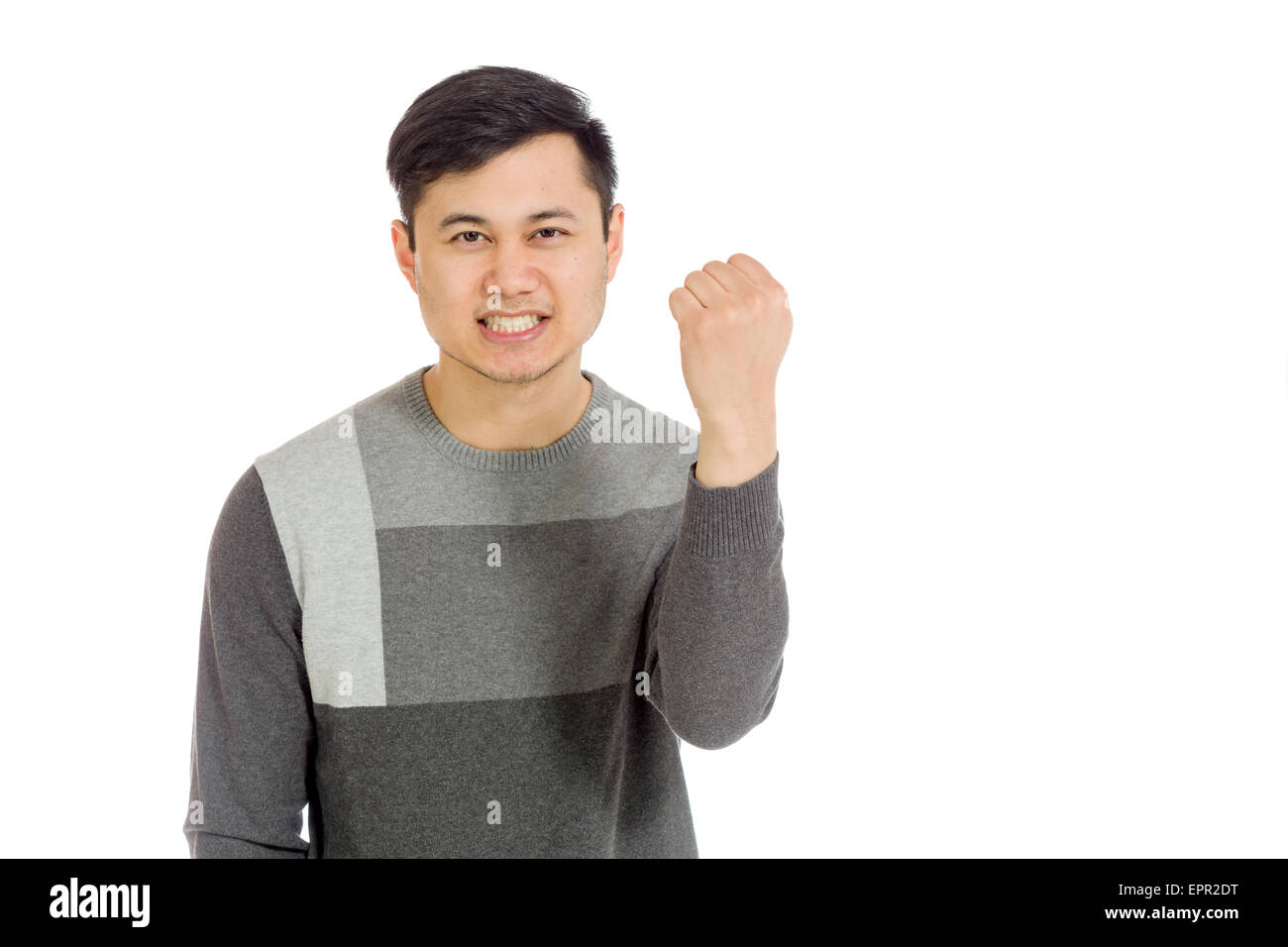 Model isolated on plain background in studio success Stock Photo - Alamy