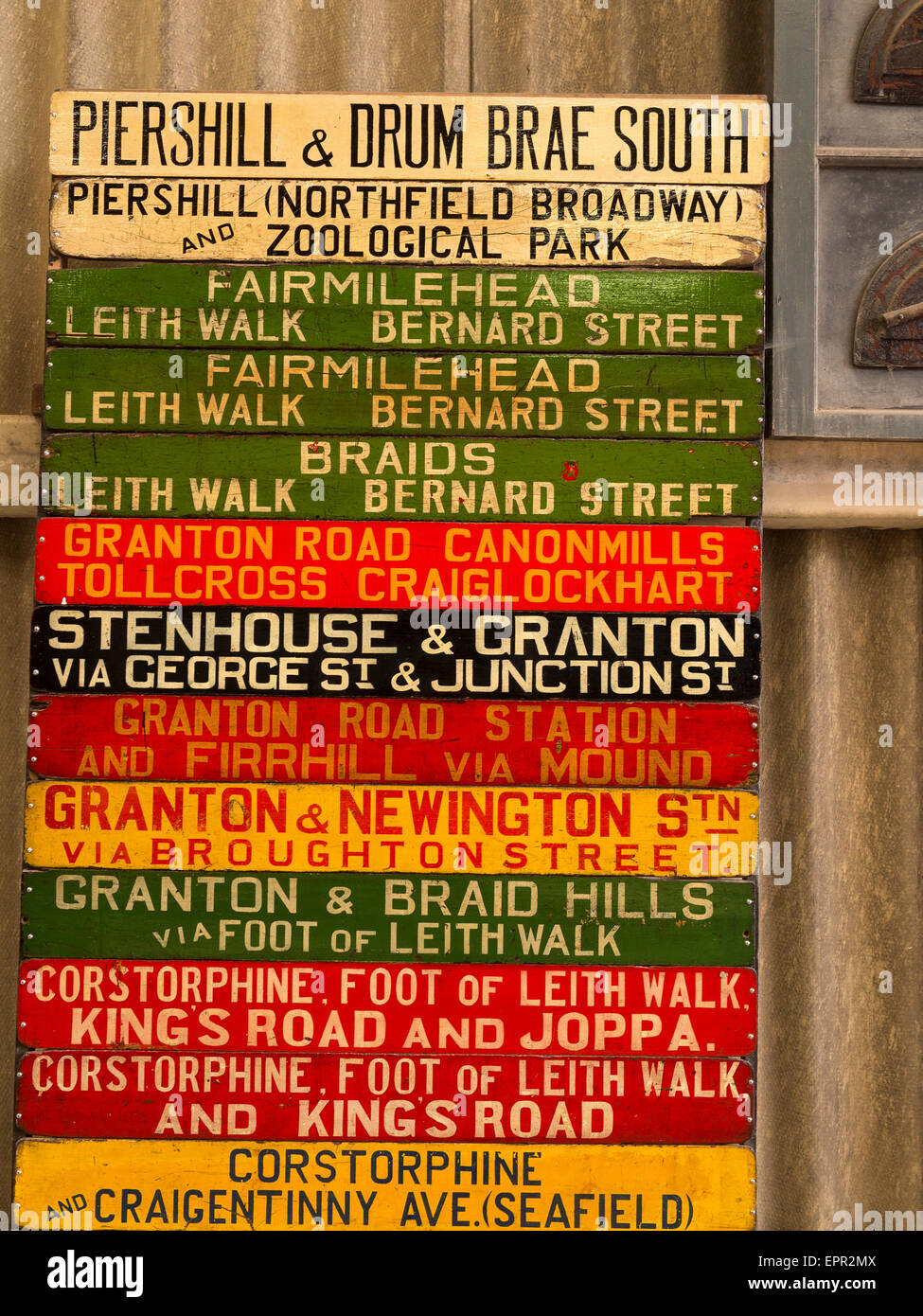 vintage tram destination signs at the National Tramway Museum,Crich ...