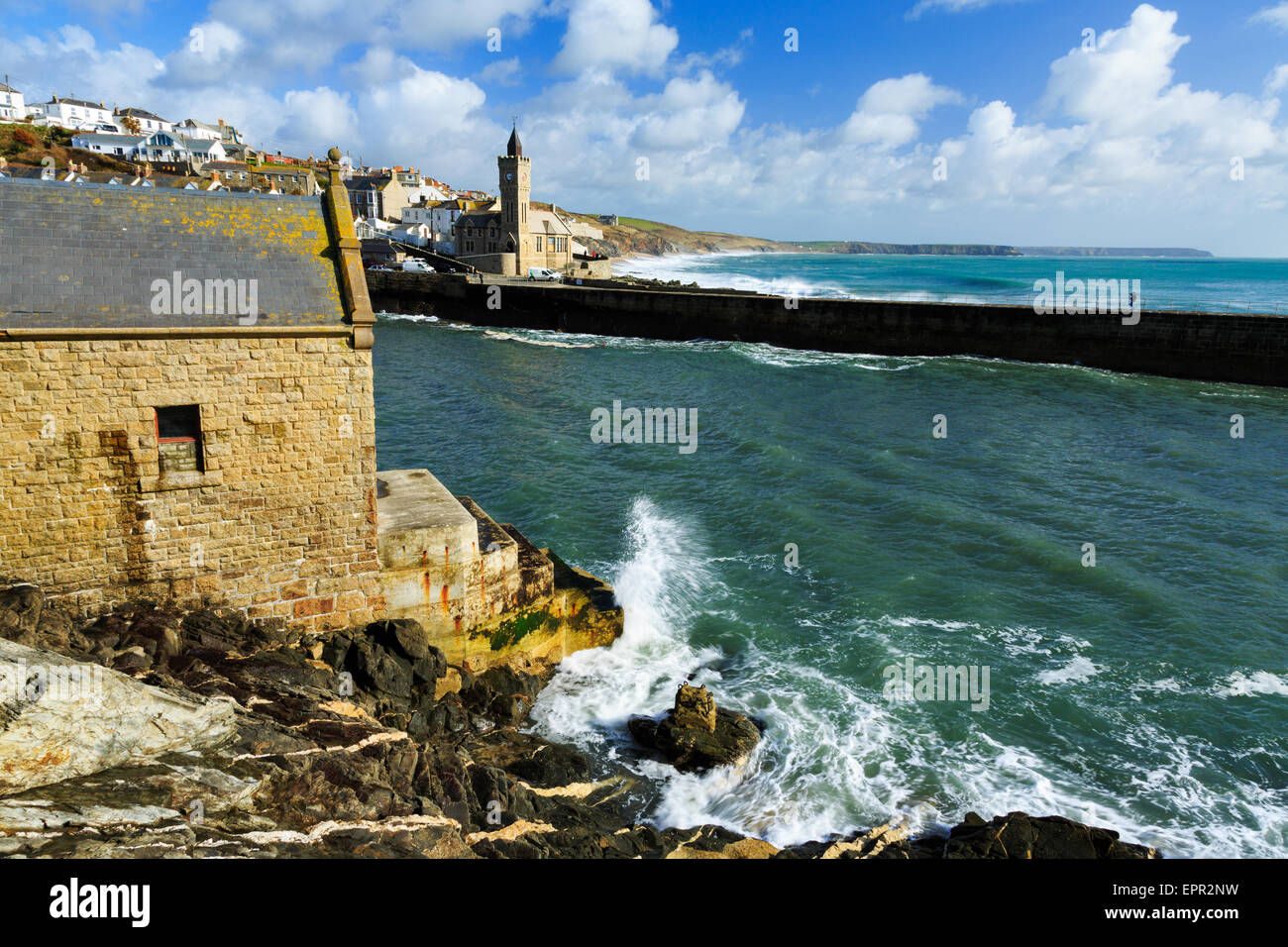 Porthleven Beach, near Helston in Cornwall, England. The Bickford-Smith ...