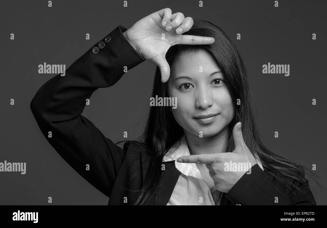 Model isolated framing with fingers Stock Photo - Alamy