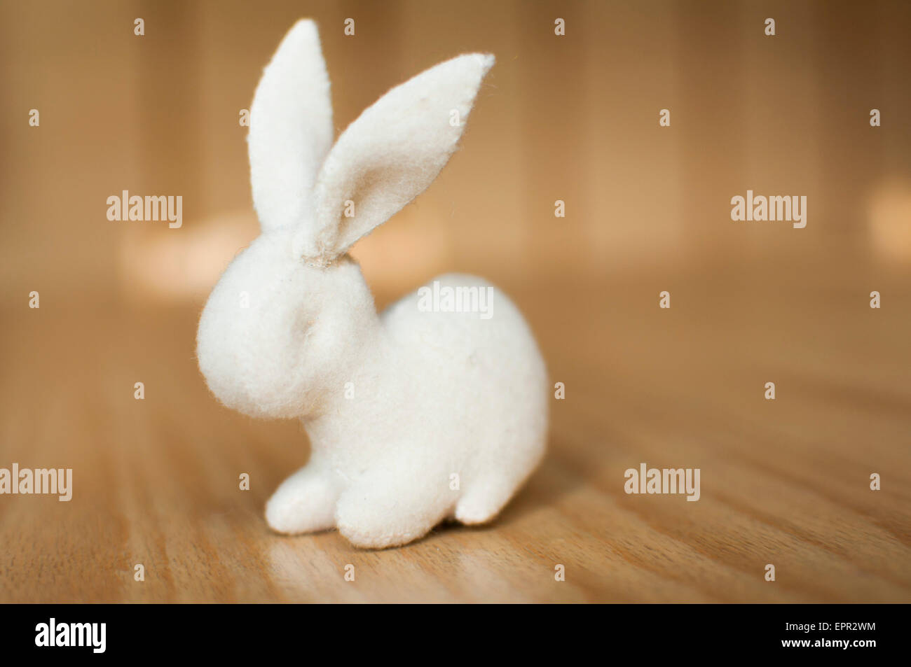 White rabbit on wooden table Stock Photo - Alamy