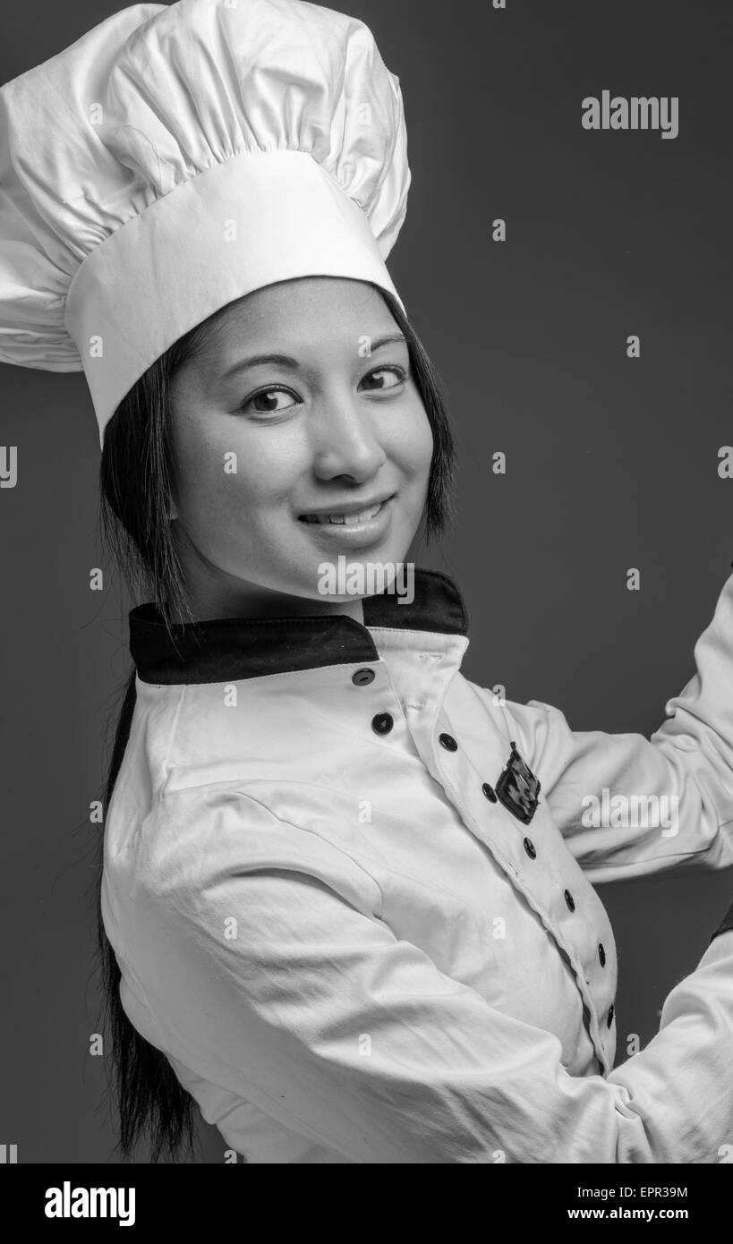 Female chef model Black and White Stock Photos & Images - Alamy
