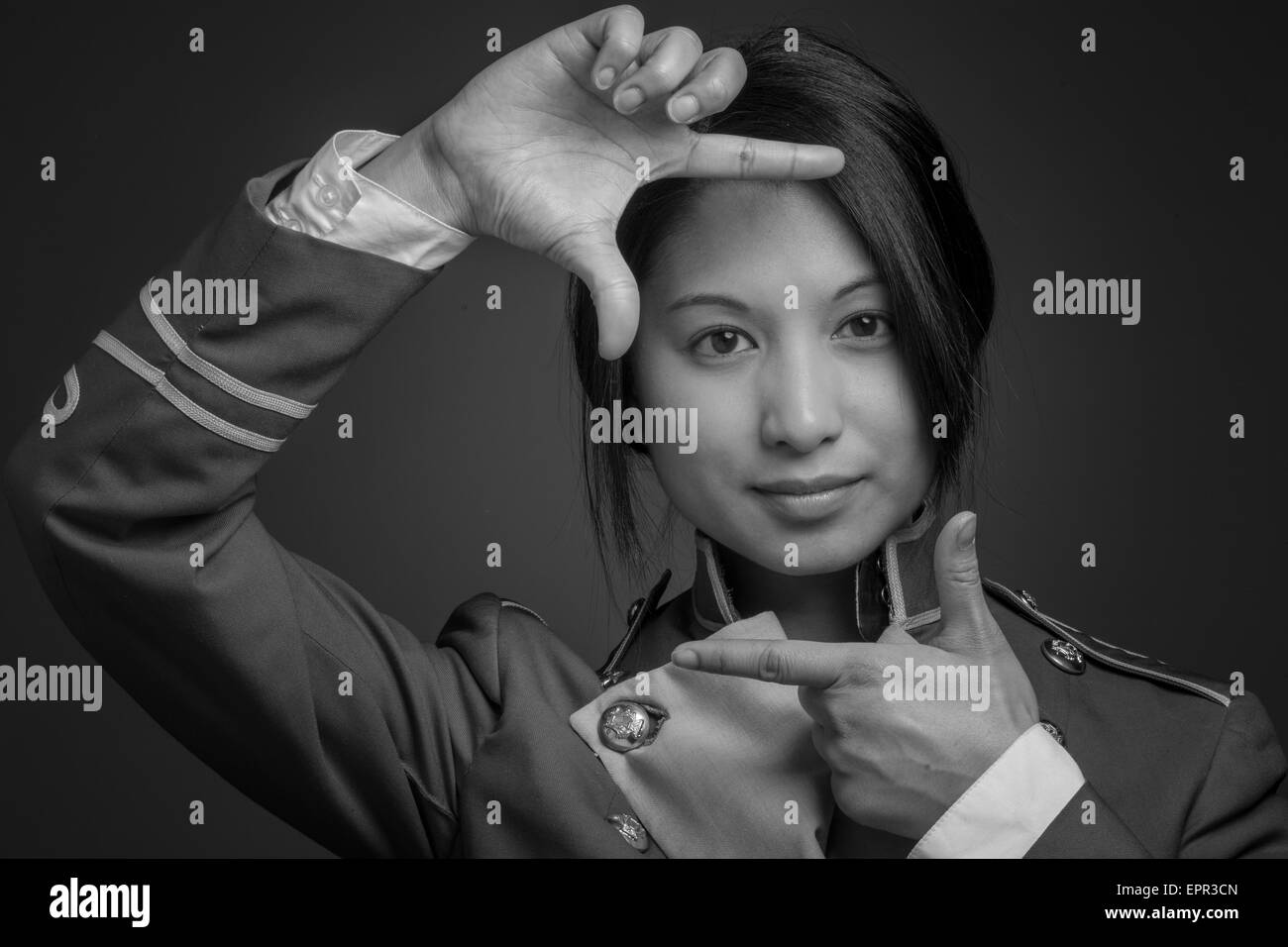 Model isolated framing with fingers Stock Photo - Alamy