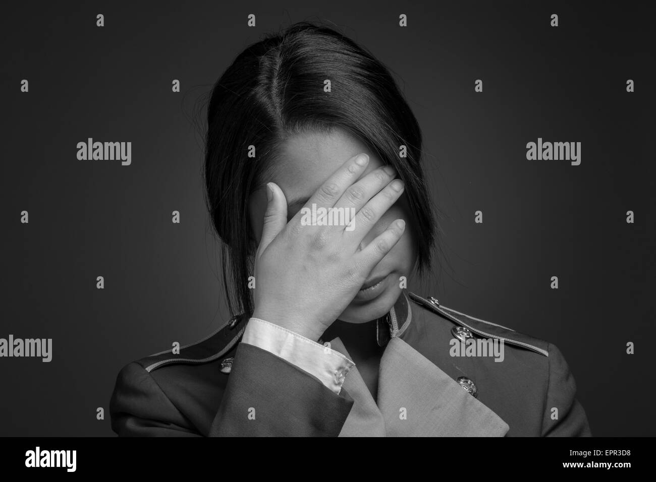 Shame woman face Black and White Stock Photos & Images - Alamy