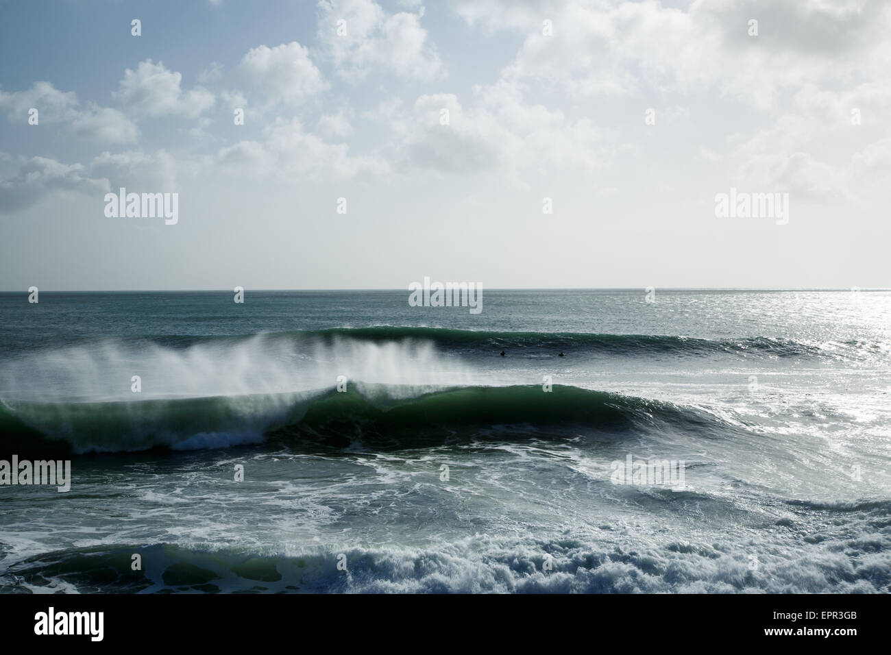 Waves crashing at Porthleven Beach, near Helston in Cornwall, England ...