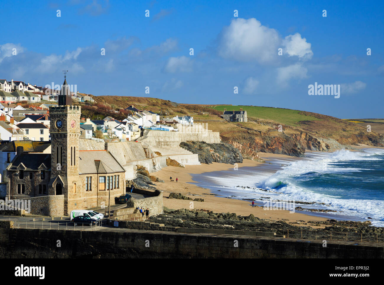 Porthleven Beach, near Helston in Cornwall, England. The Bickford-Smith ...