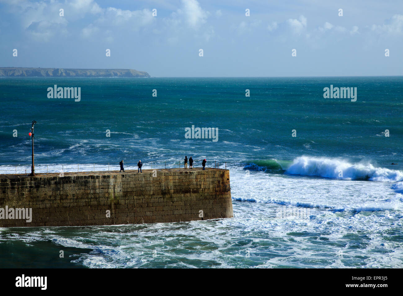 Waves crashing at Porthleven Beach, near Helston in Cornwall, England ...