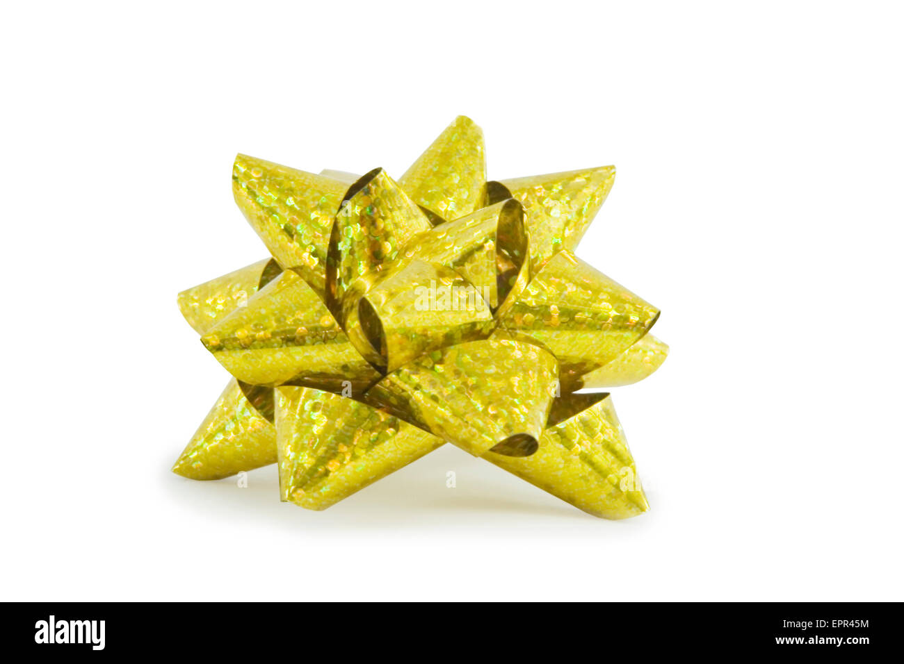 yellow holiday bow on white background Stock Photo - Alamy