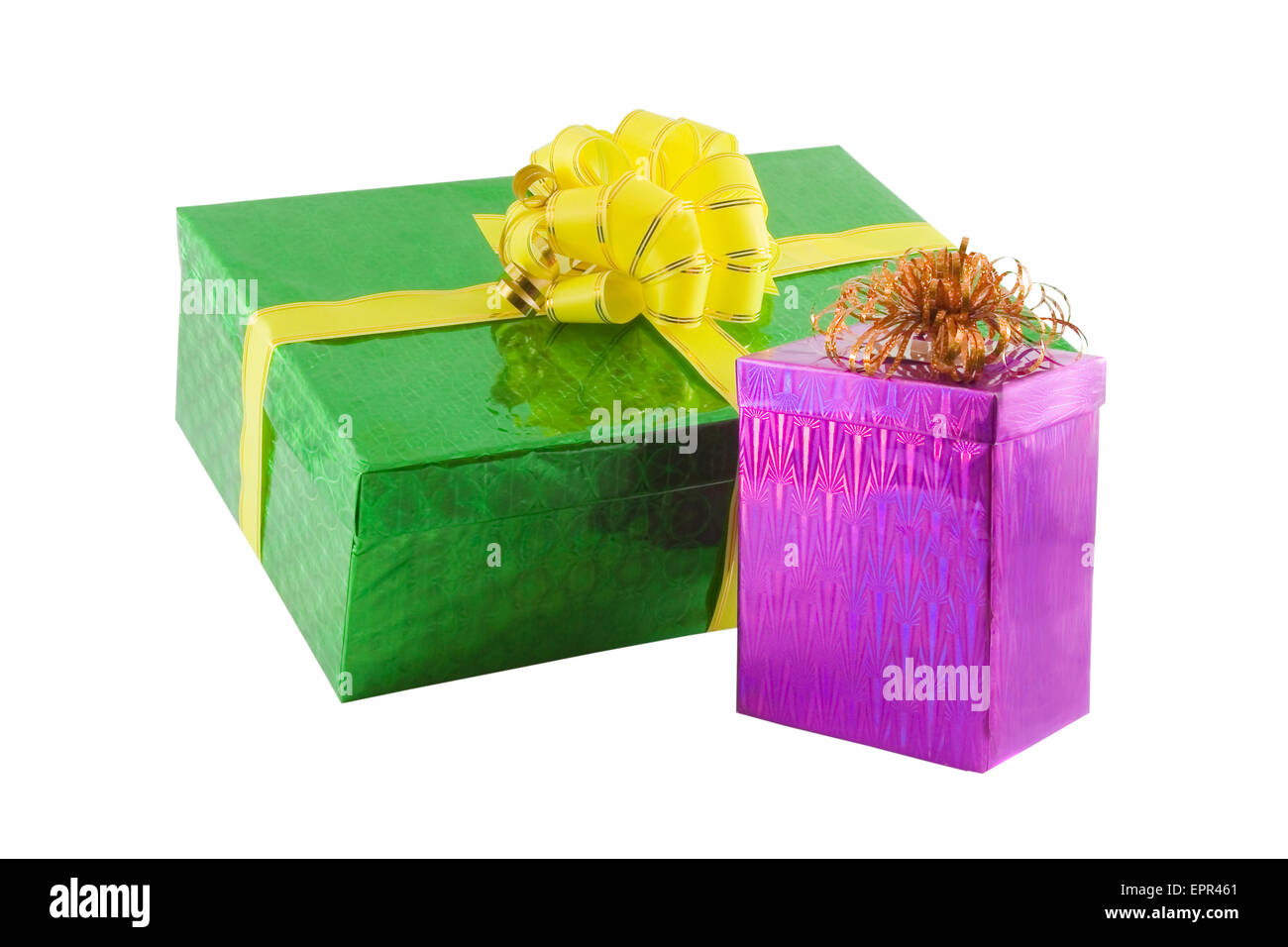 Color gift boxes isolated on the white Stock Photo - Alamy