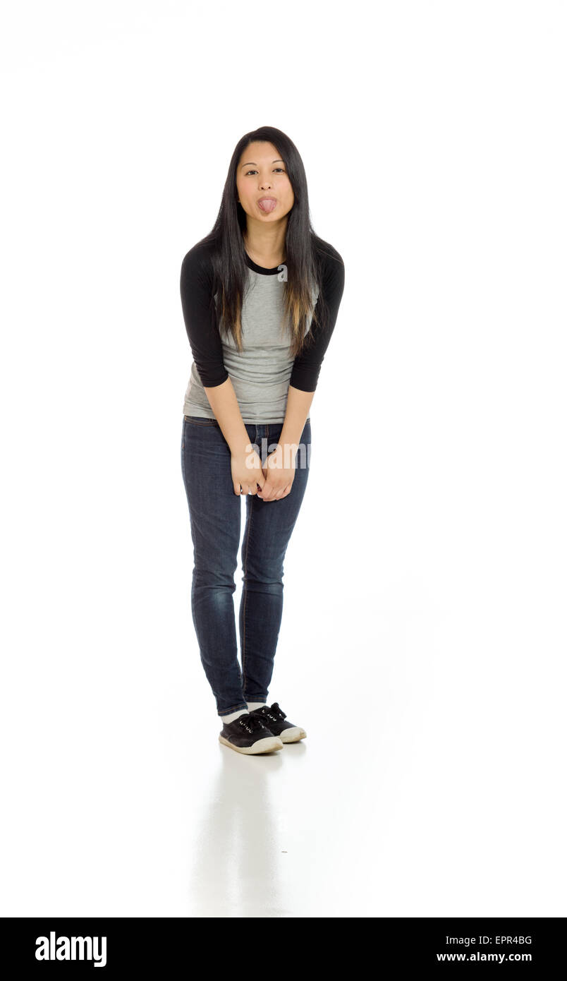 Model isolated on plain background in studio Stock Photo - Alamy