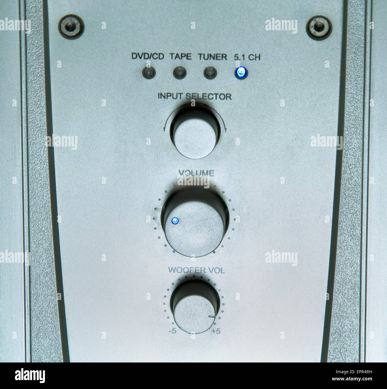 Stainless steel silver panel of amplifier receiver Stock Photo - Alamy