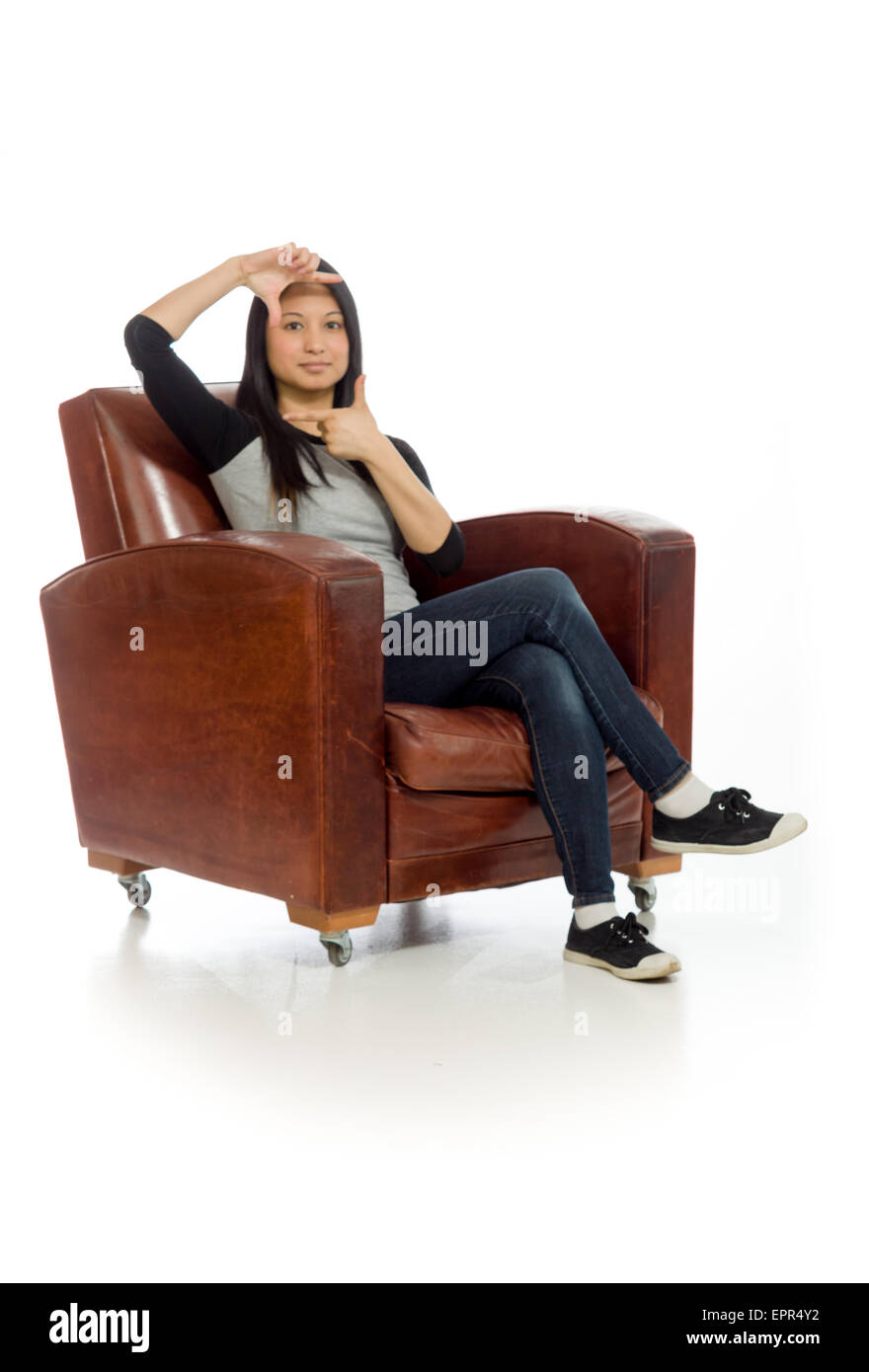 Model isolated on plain background in studio Stock Photo - Alamy