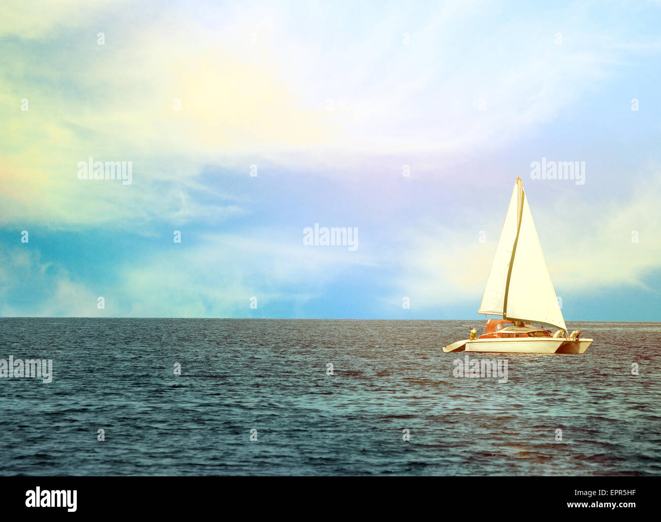 Beautiful yacht at open sea Stock Photo - Alamy