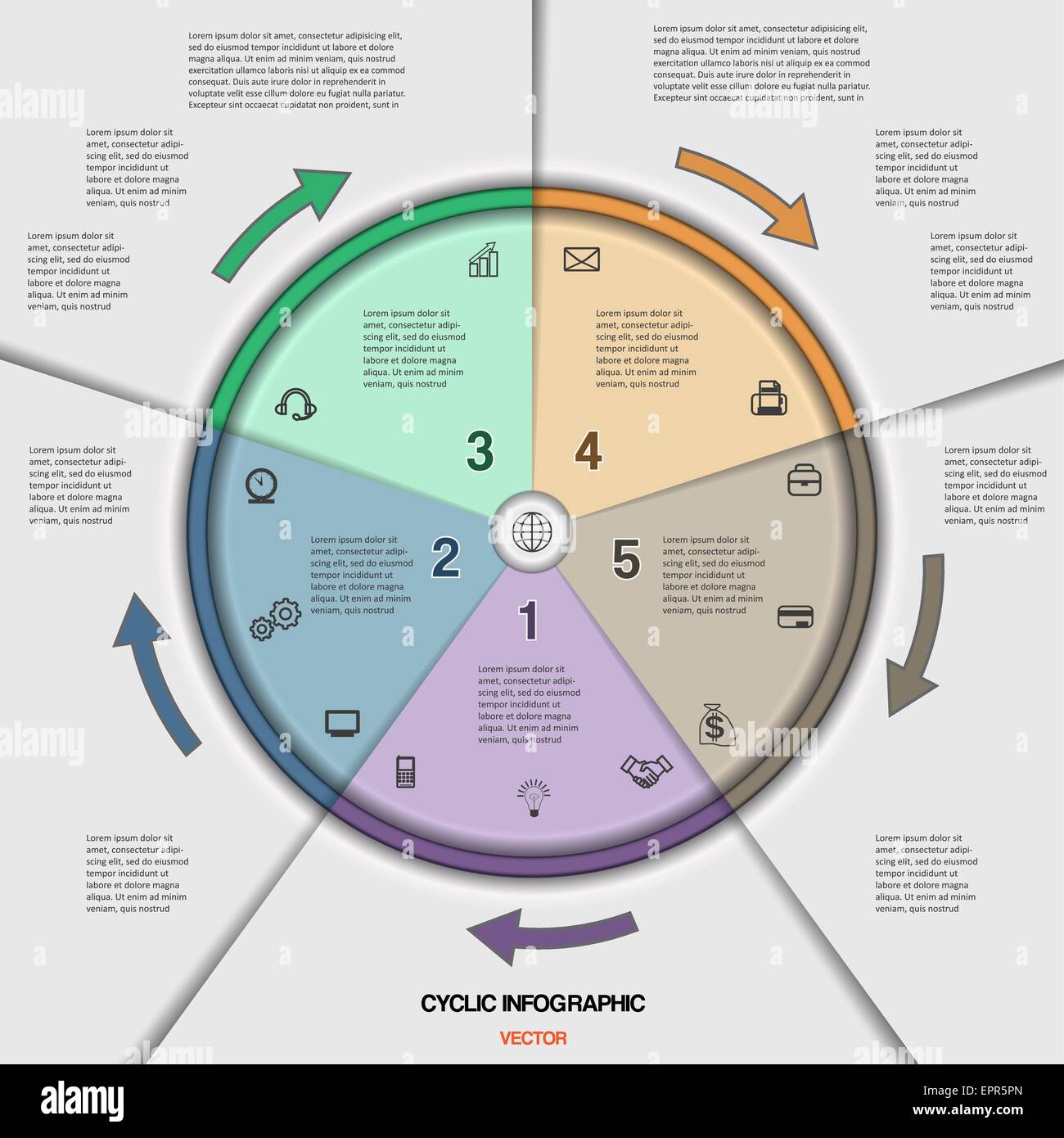 Infographic cyclic business process or workflow for project and other Your variant. Vector ...