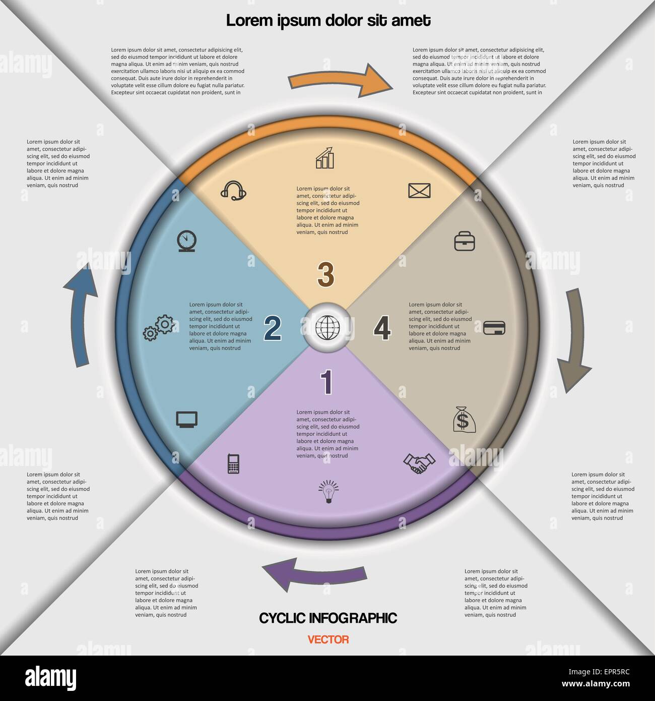 Infographic cyclic business process or workflow for project and other ...