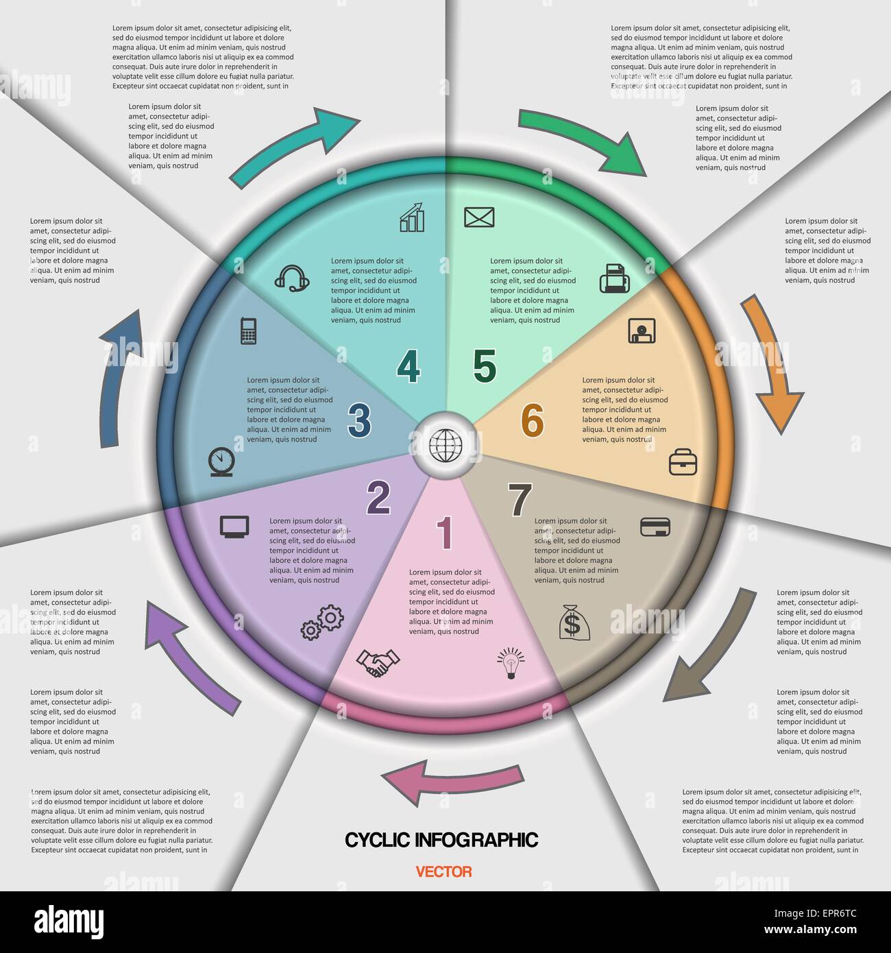Infographic cyclic business process or workflow for project and other ...