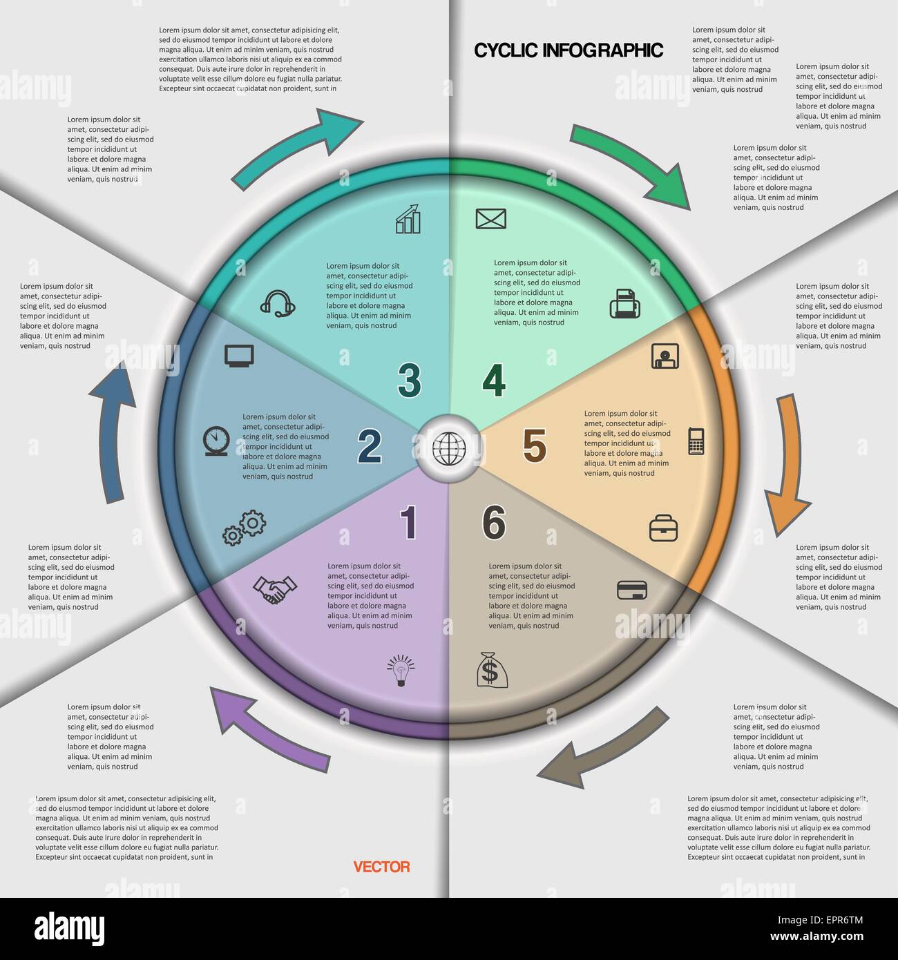 Infographic cyclic business process or workflow for project and other ...