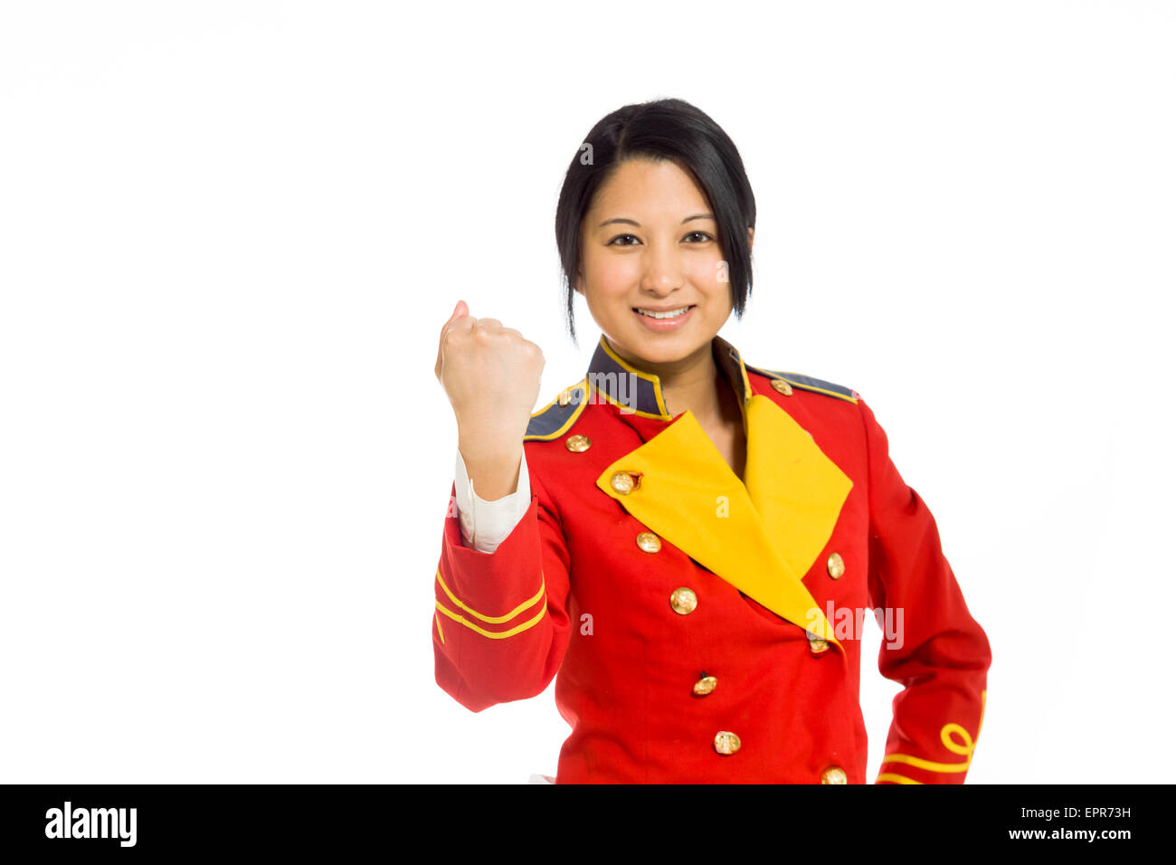 Model isolated on plain background in studio success Stock Photo - Alamy