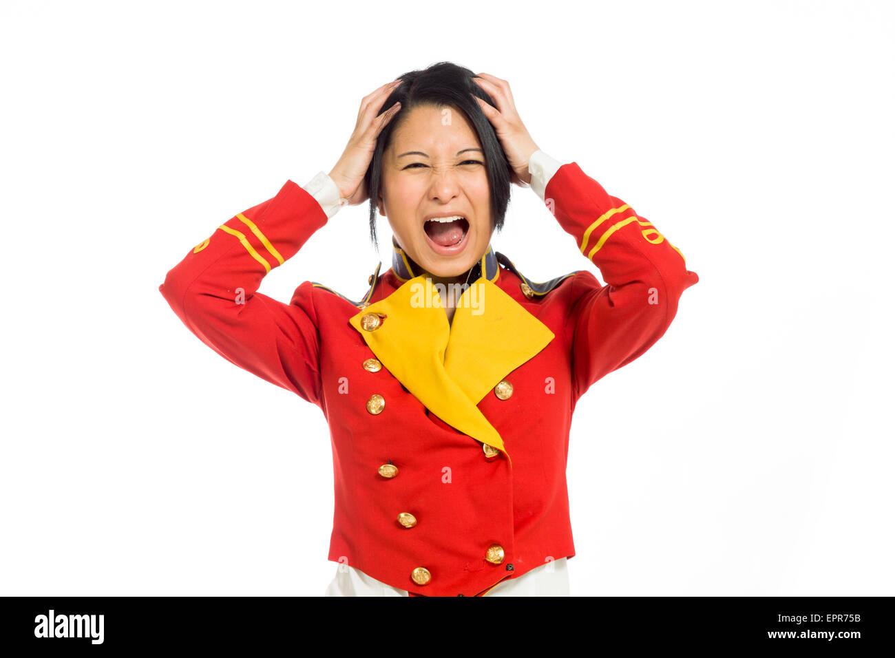 Model isolated on plain background in studio Stock Photo - Alamy