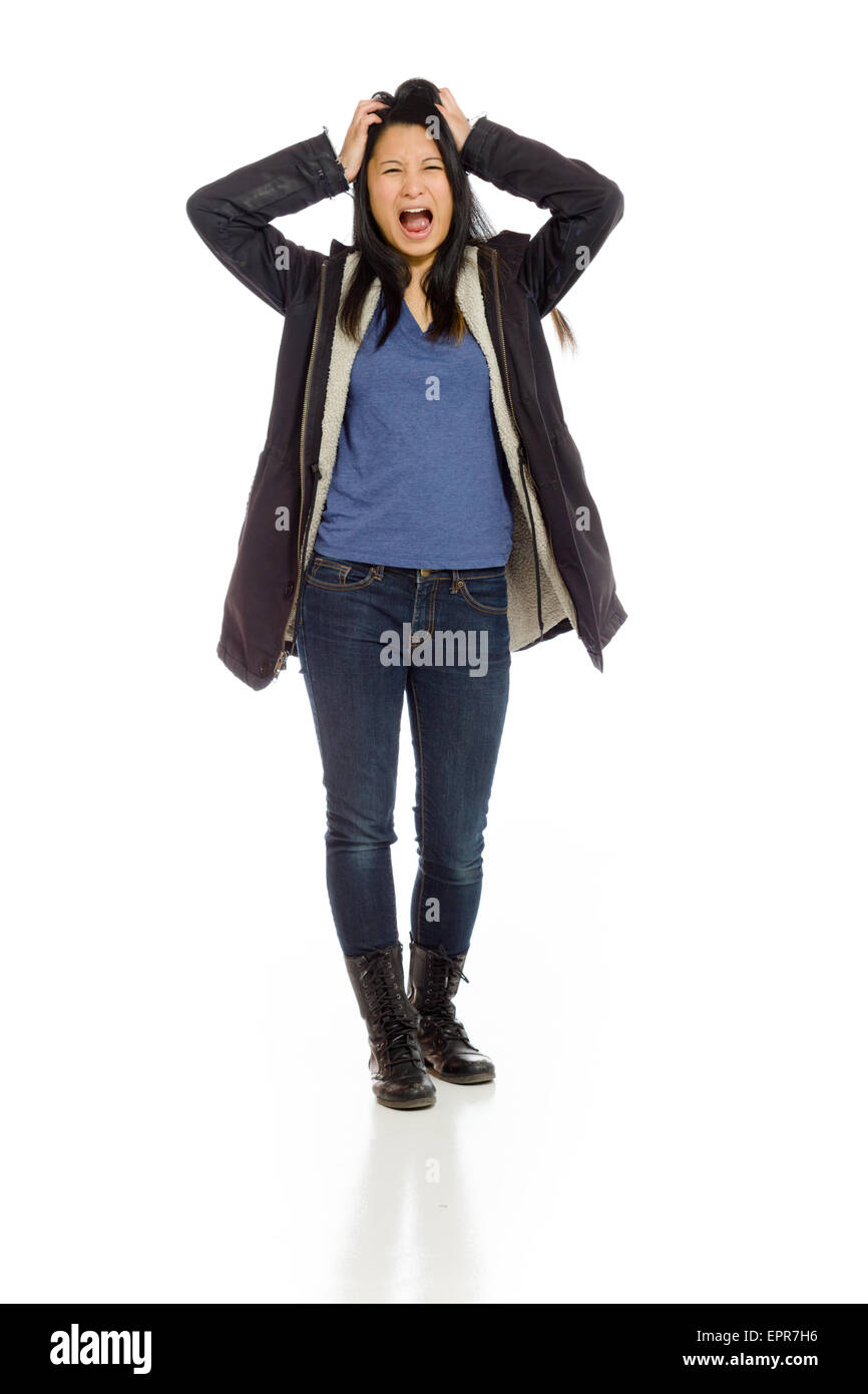 Model isolated on plain background in studio Stock Photo - Alamy