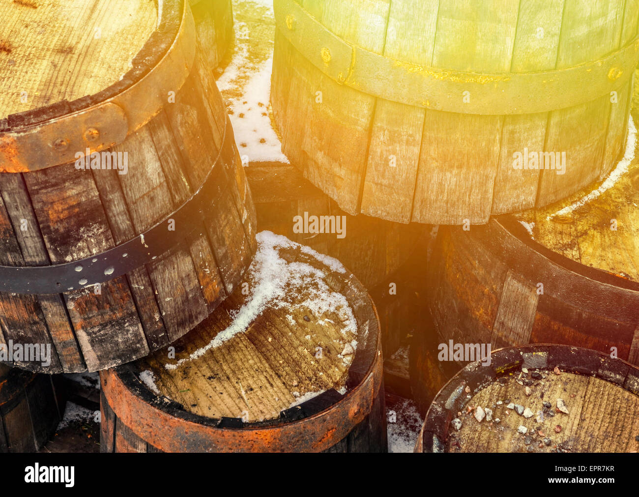 Vintage wooden barells Stock Photo - Alamy