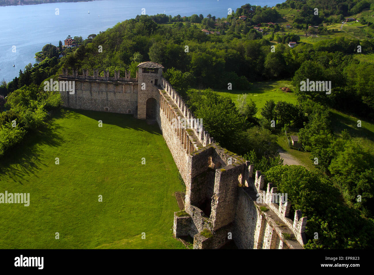 view of Lake maggiore from Rocca di Angera in Italy Stock Photo - Alamy