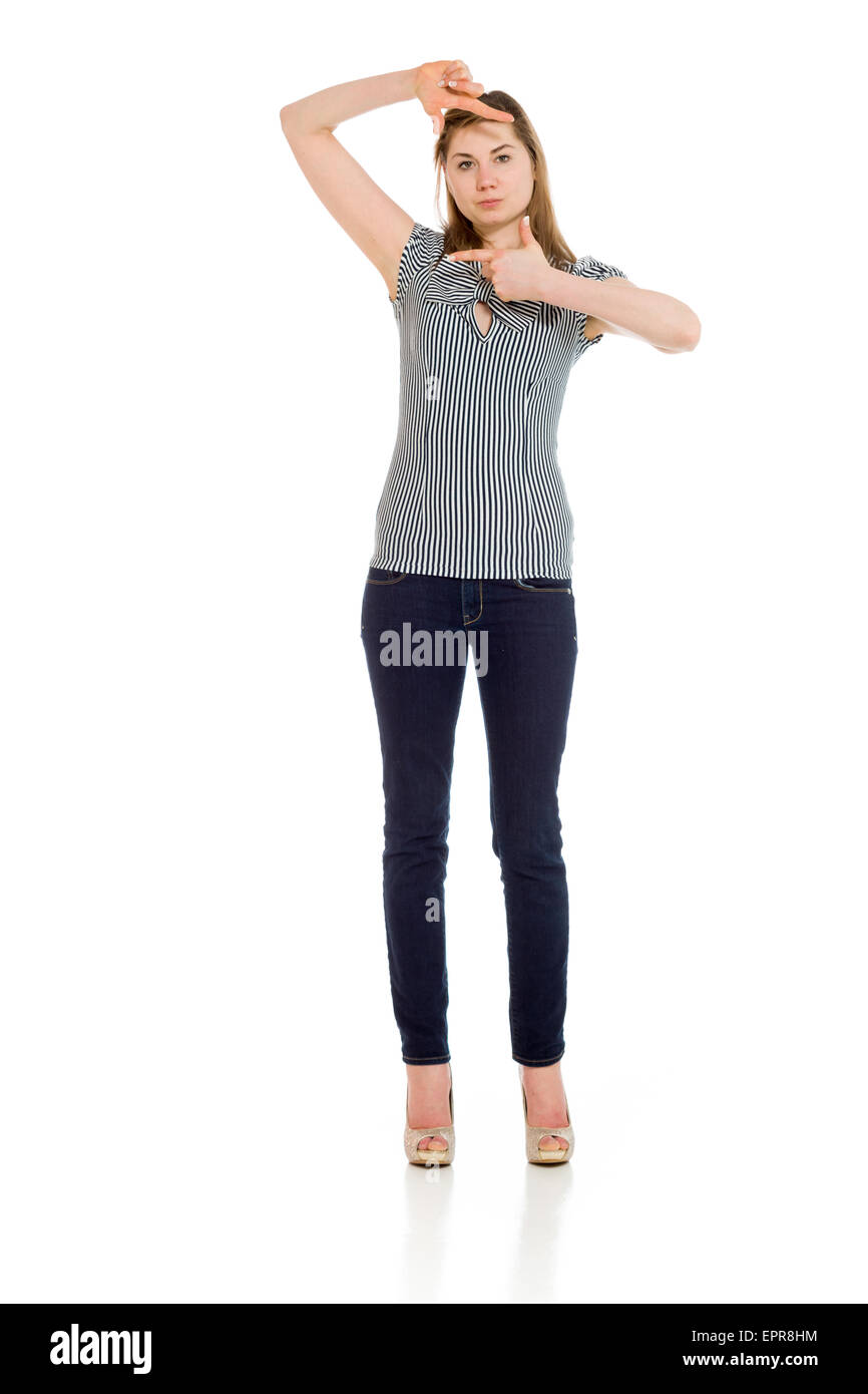Model isolated on plain background in studio Stock Photo - Alamy