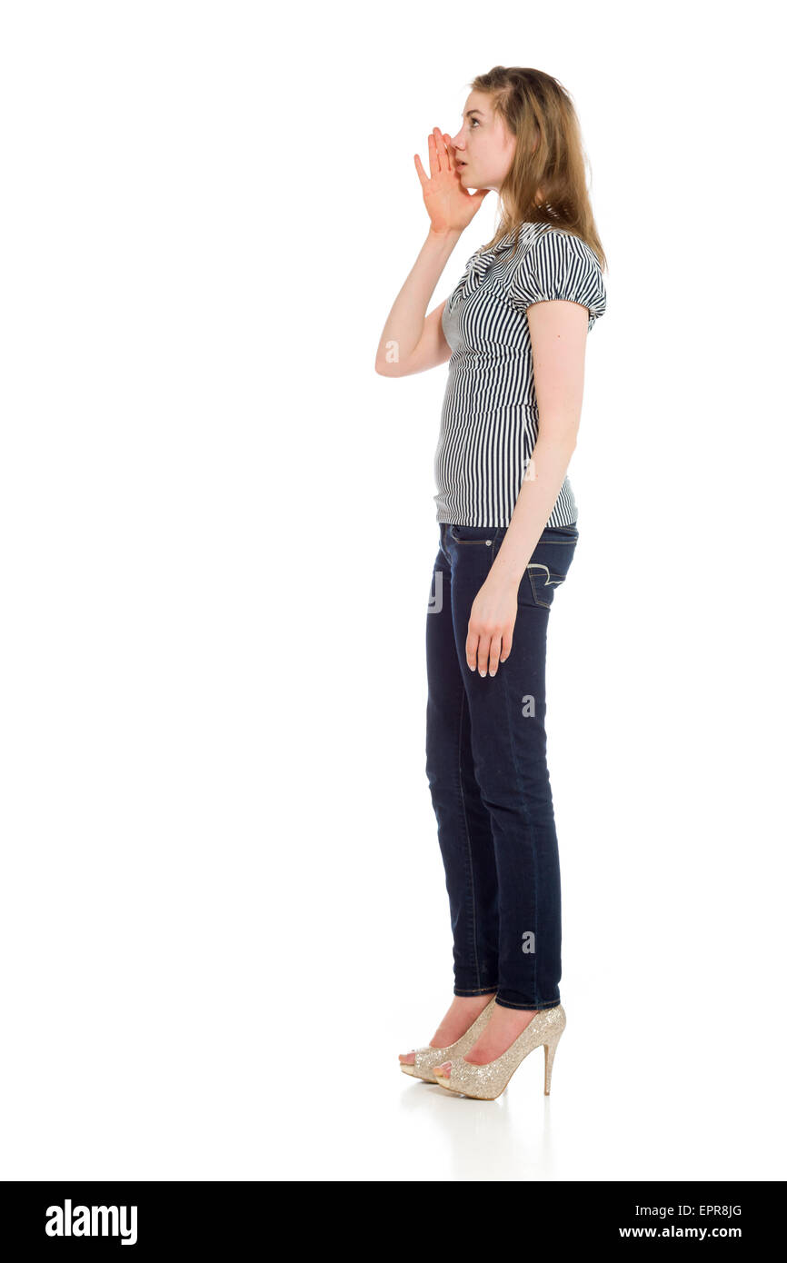 Model isolated on plain background in studio Stock Photo - Alamy